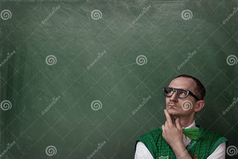 Funny nerd thinking stock image. Image of forgetful, confusion - 81098523