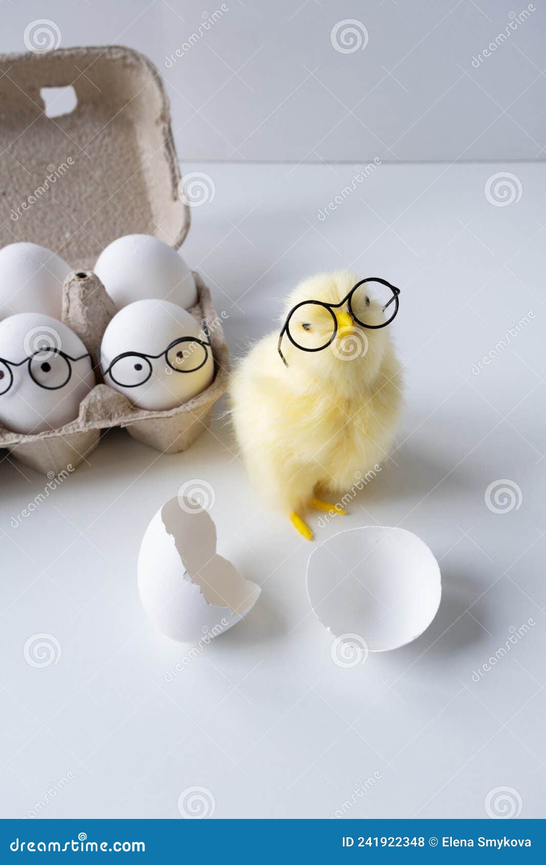 Funny Newborn Chick Glasses With Broken Egg Shell On Head Conceptual ...