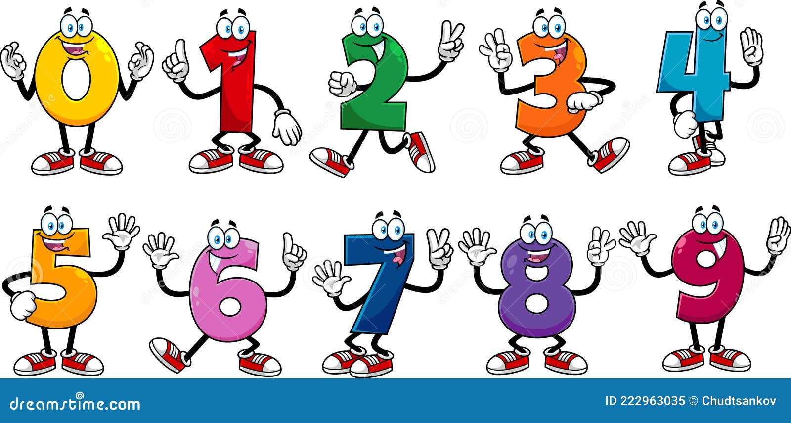 Funny Number Cartoon Character. Vector Collection Set Stock Vector ...