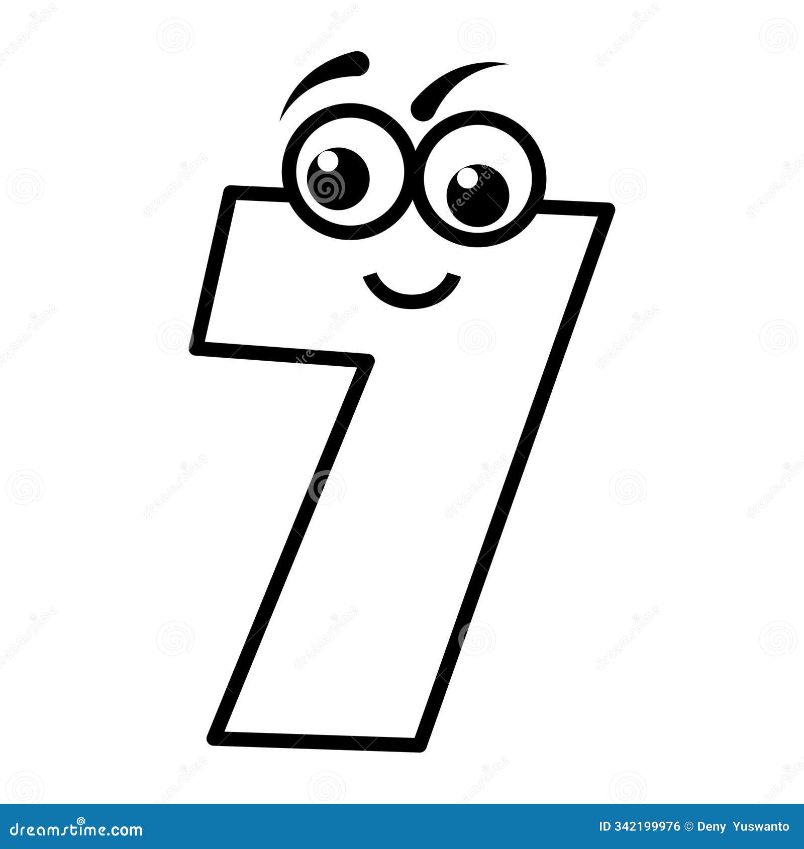 Funny Number Cartoon Characters Vector Illustration. For Kids Coloring ...