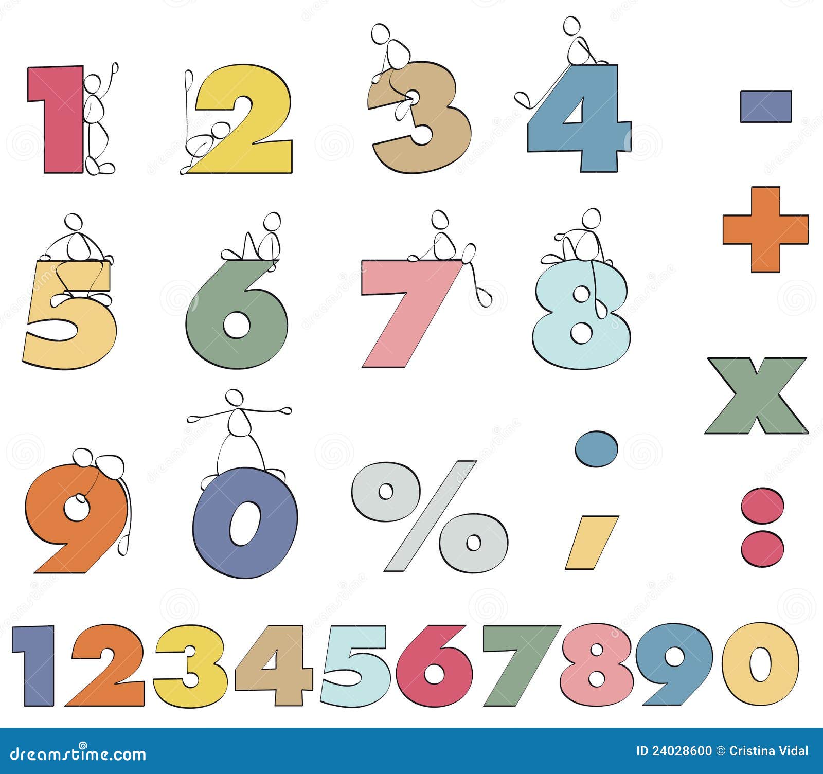 Funny numbers stock illustration. Illustration of cute - 24028600