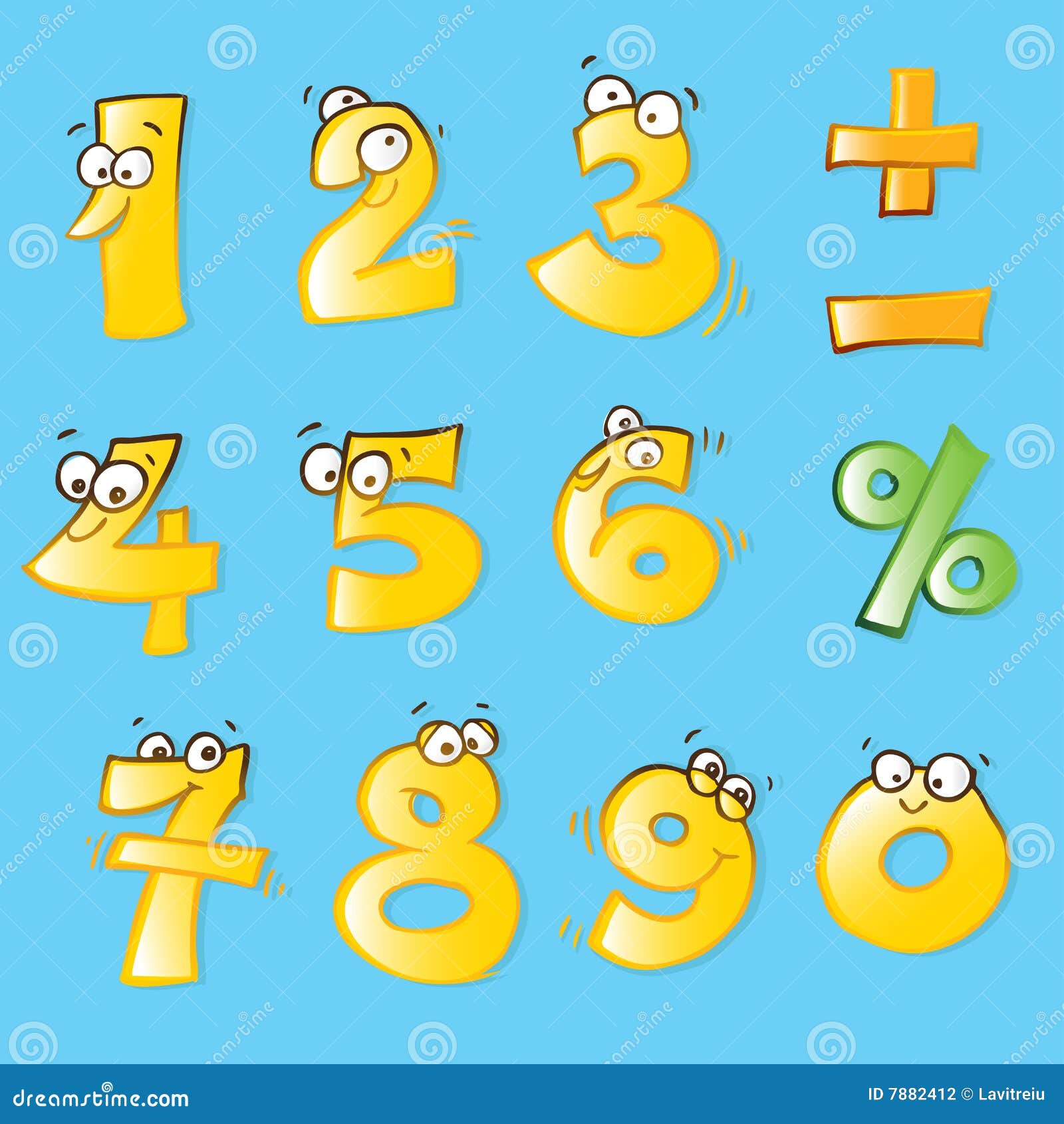 Funny numbers stock vector. Illustration of number, child - 7882412