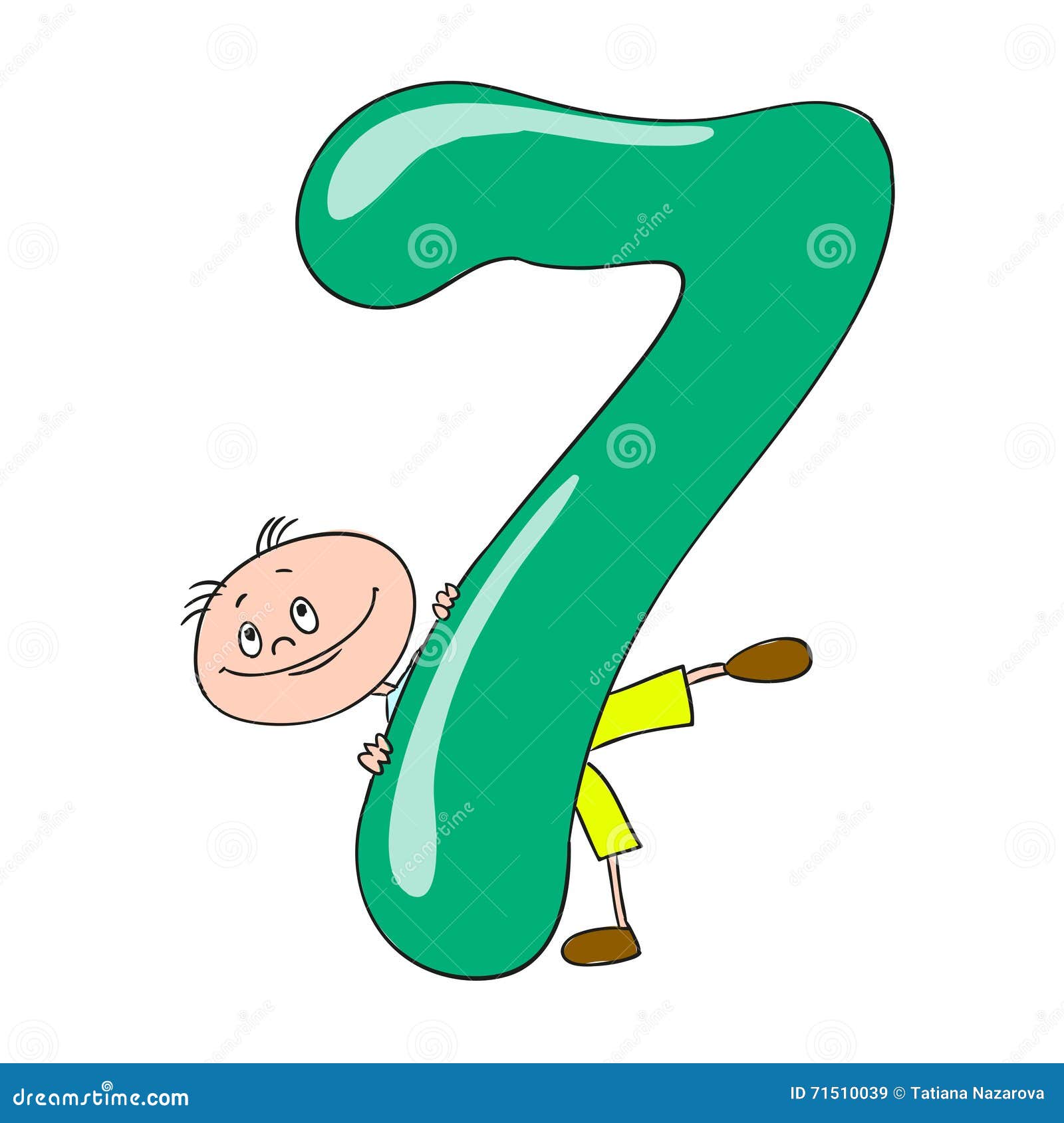 Funny Numbers with Cartoon Characters Children. Vector. 7 Stock ...