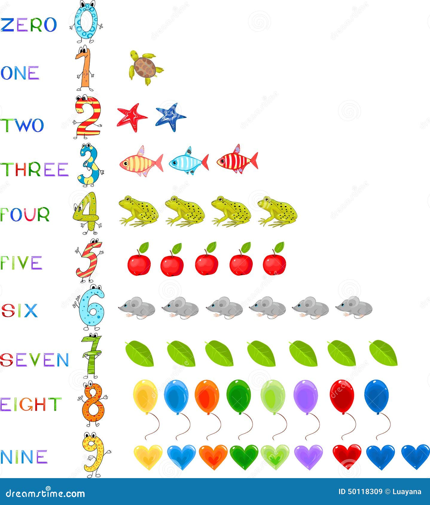 Funny numbers stock vector. Illustration of childhood - 50118309