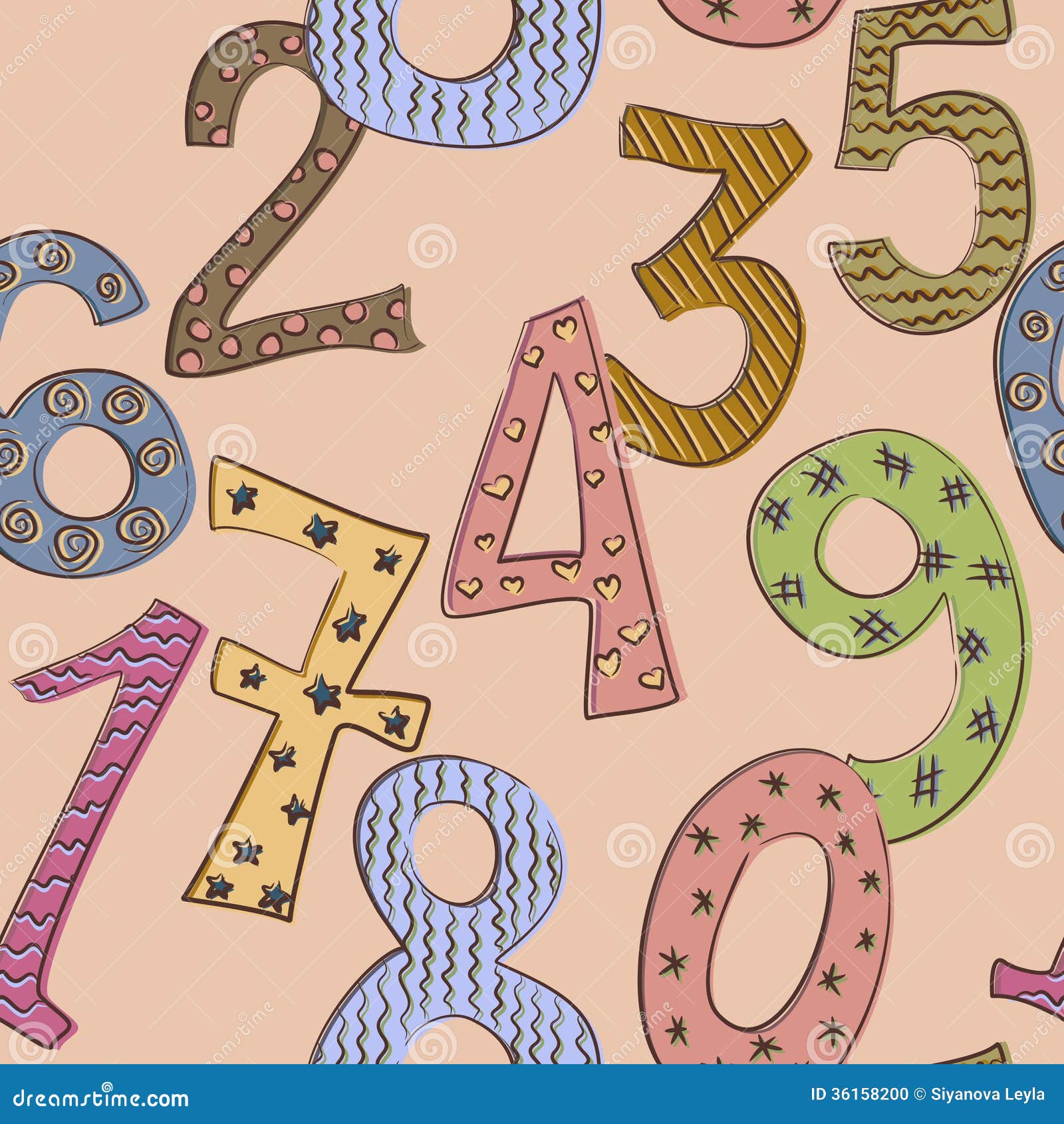 Funny Numbers Seamless Pattern Stock Vector - Illustration of mathematics, collection: 36158200