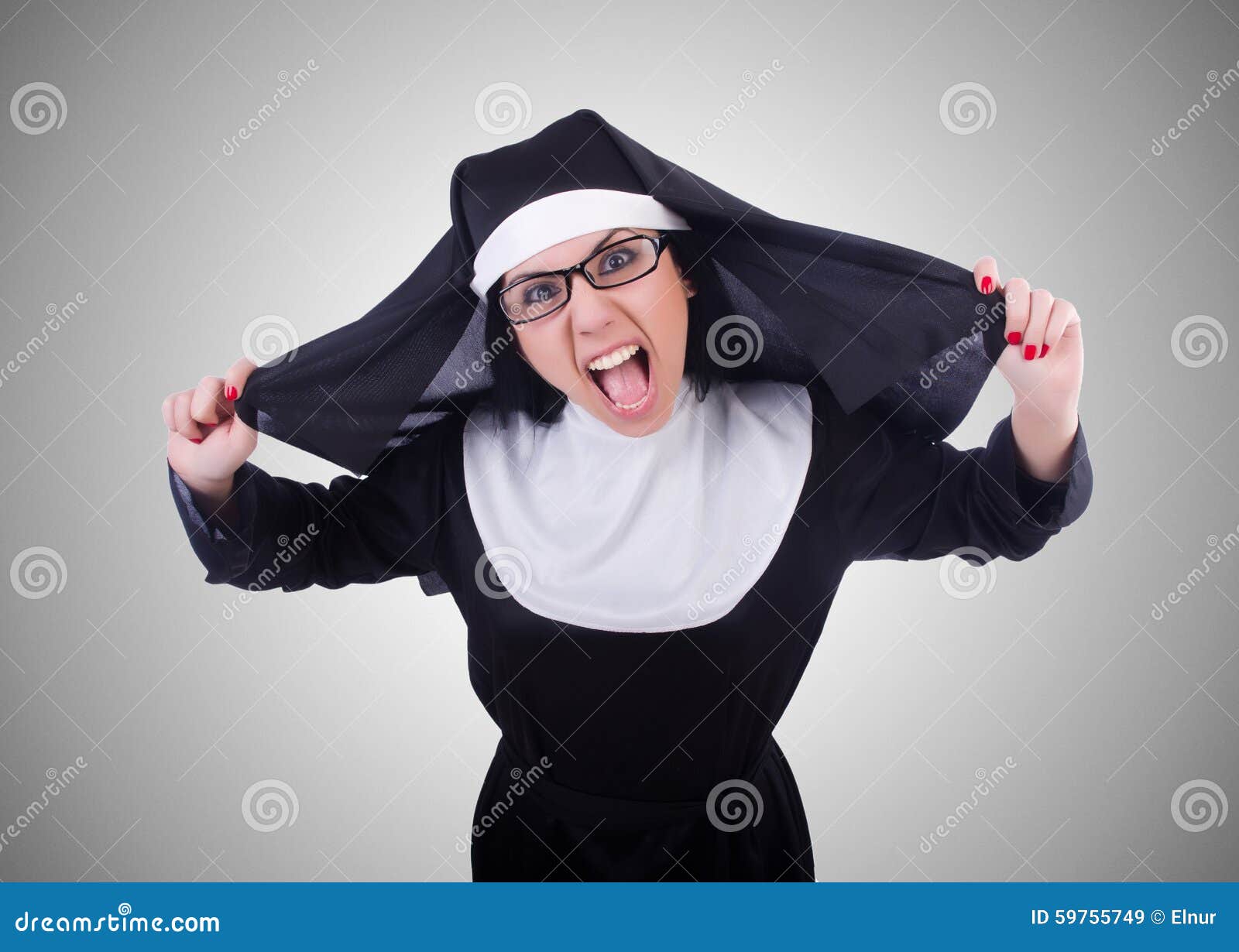Funny Nun Isolated on the White Stock Image - Image of christ, humorous ...