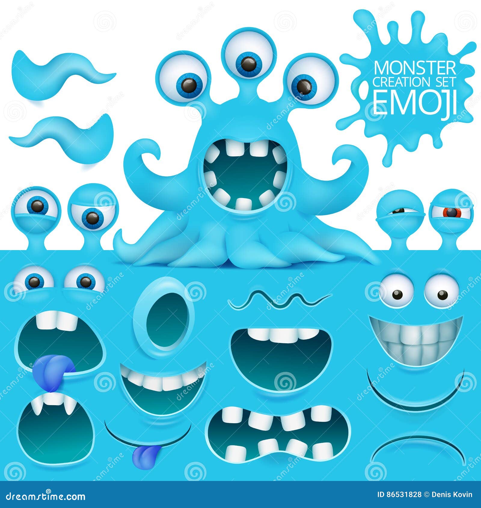 Funny Red Octopus Cartoon Logo With Surprising Face And Tentacle Cut Of ...