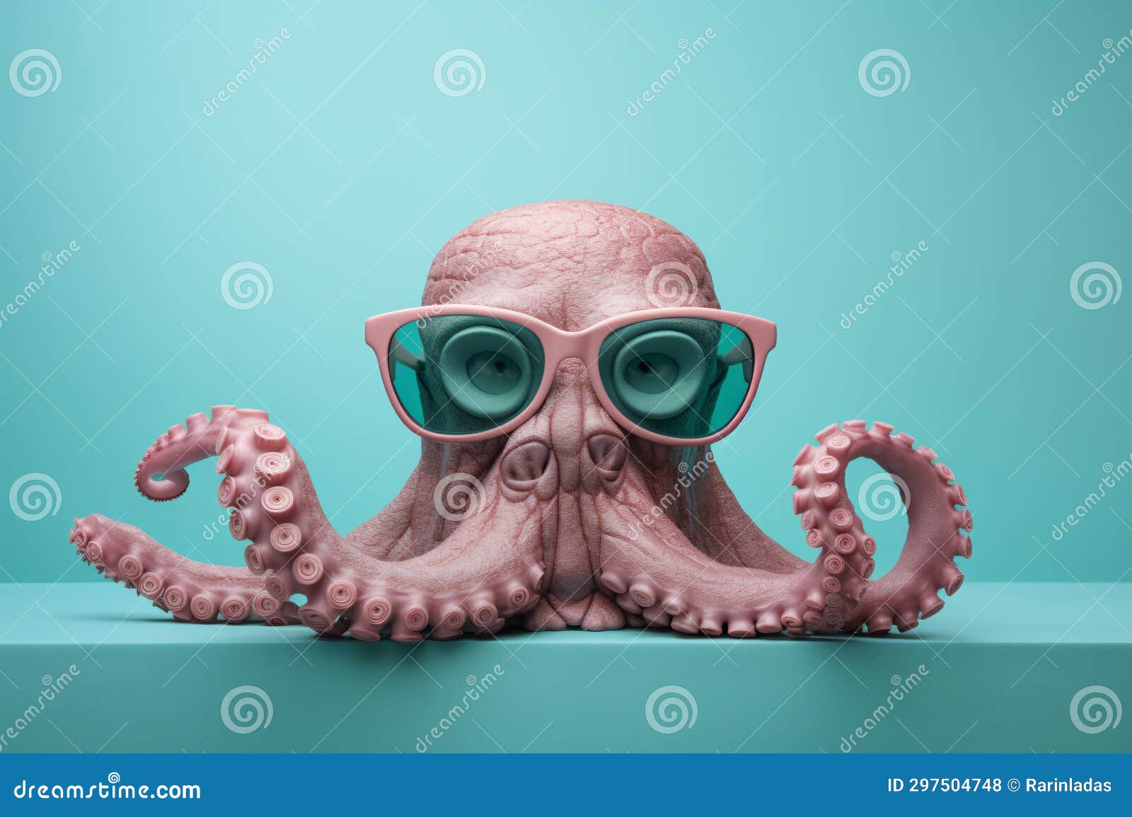 Funny Octopus Wearing Sunglasses in Studio with Pastel and Soft ...