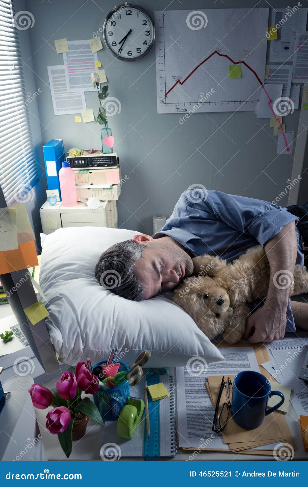 Funny Office Worker Sleeping at Work Stock Image - Image of bear, plush ...