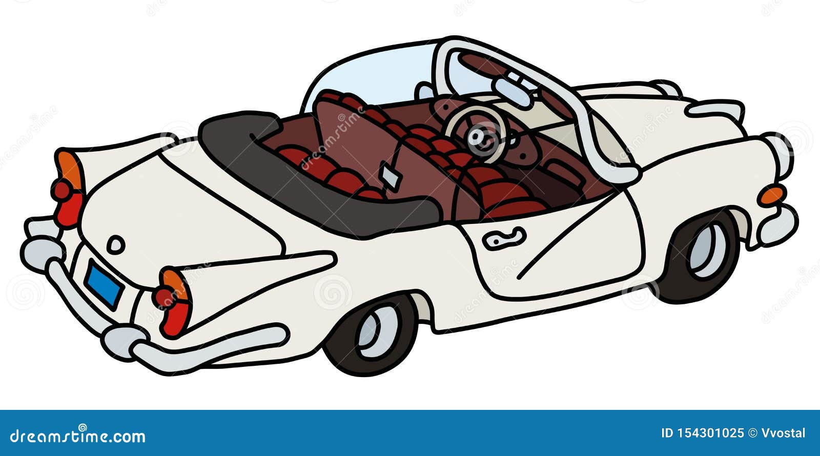 The Funny Old Big White Cabriolet Stock Vector - Illustration of ...