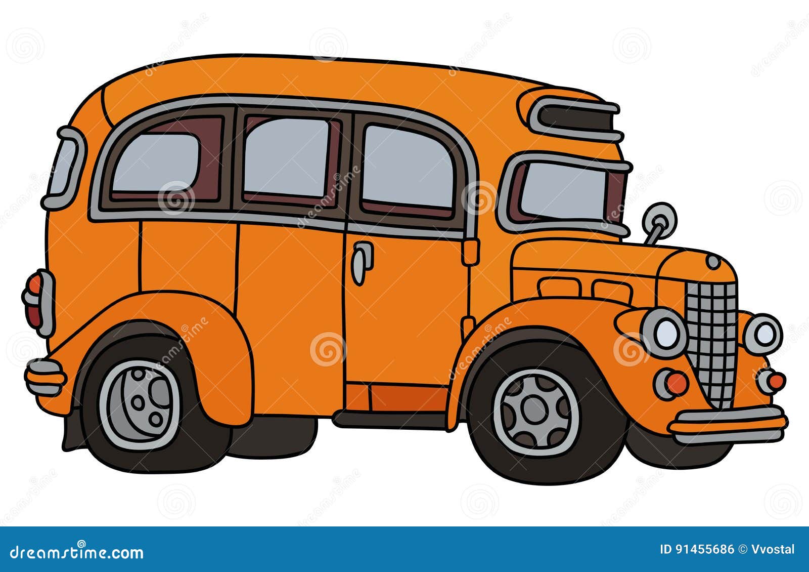 Funny old orange bus stock vector. Illustration of vintage - 91455686