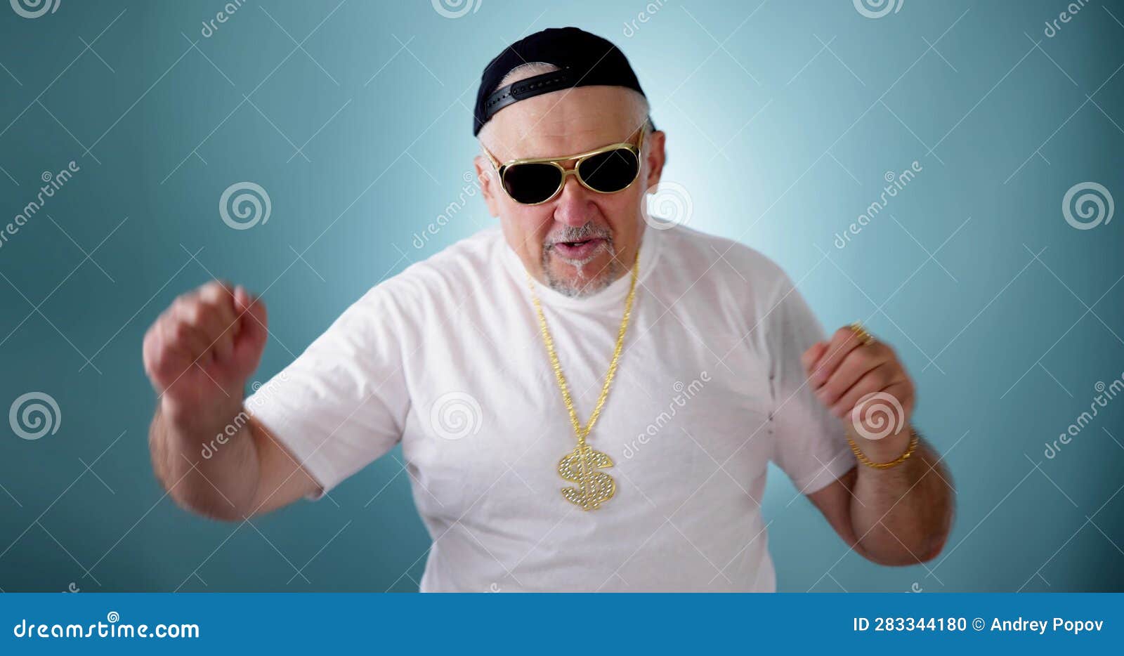 Funny Old Rich Man with Gold Chain Stock Photo - Image of funny, disco ...