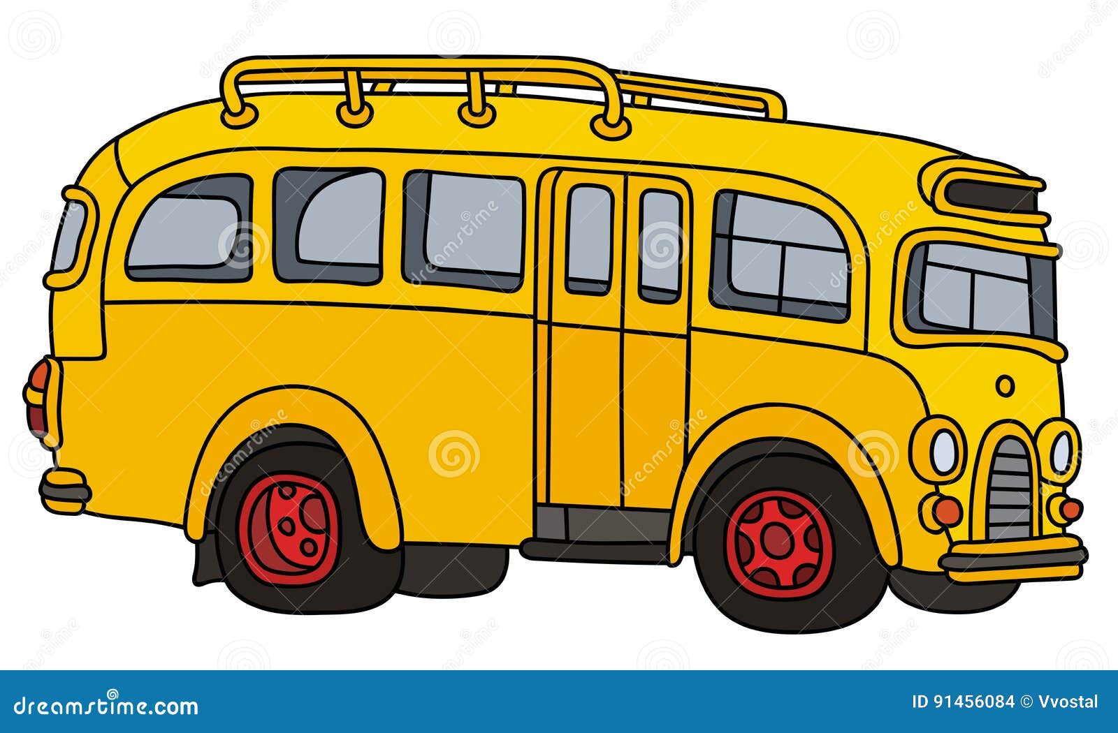 Funny old school bus stock vector. Illustration of vehicle - 91456084