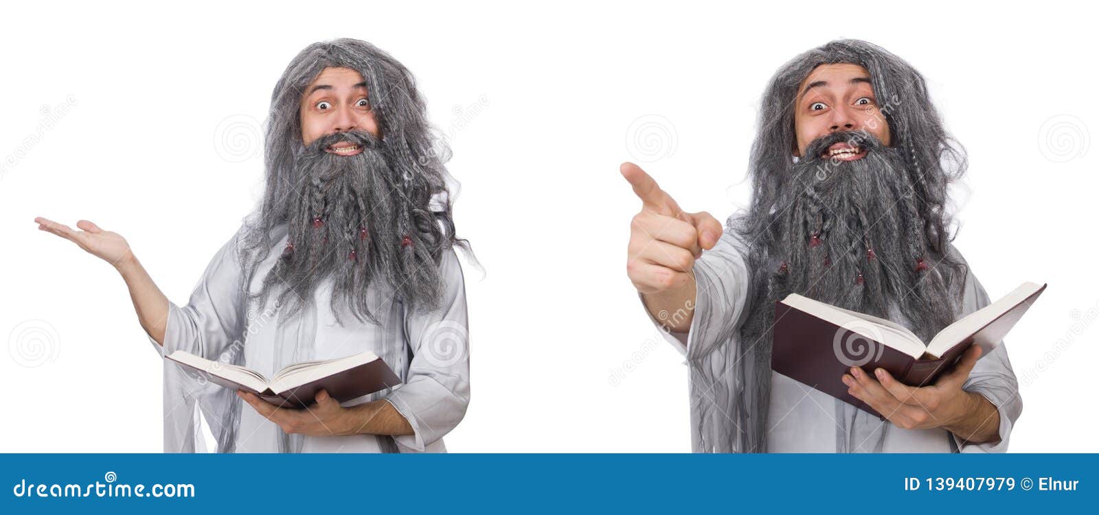 The Funny Old Wizard with Book Stock Image - Image of magic, magus ...