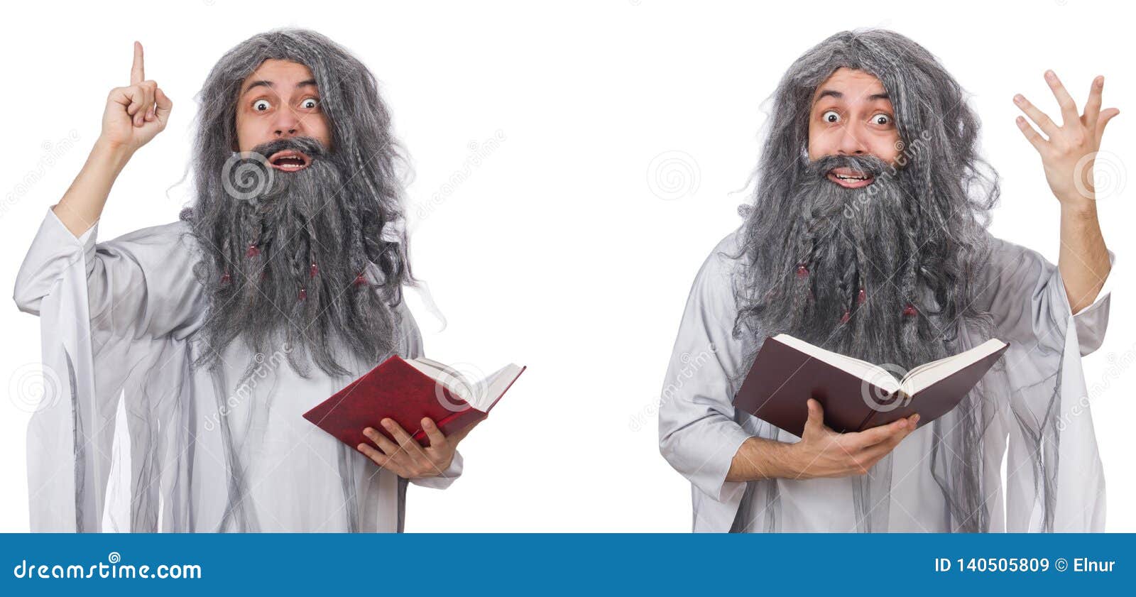 The Funny Old Wizard with Book Stock Image - Image of magus, collage ...