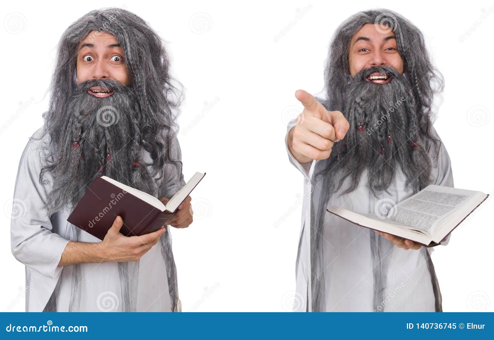 The Funny Old Wizard with Book Stock Image - Image of mystery, fantasy ...