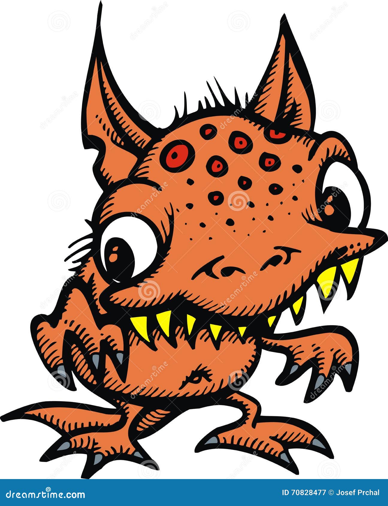 Funny Orange Monster Face. Vector Illustration. Halloween Cartoon ...