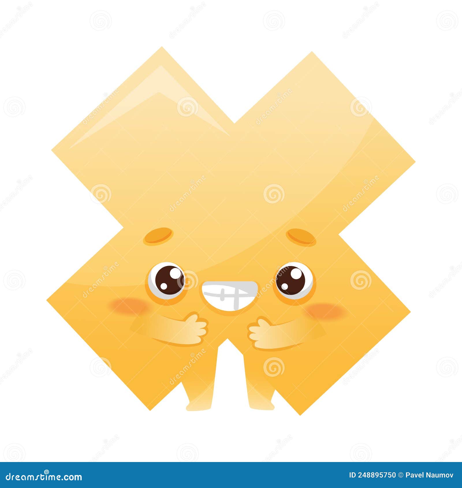 Funny Orange Cross As Geometric Shape Character with Smiling Face ...
