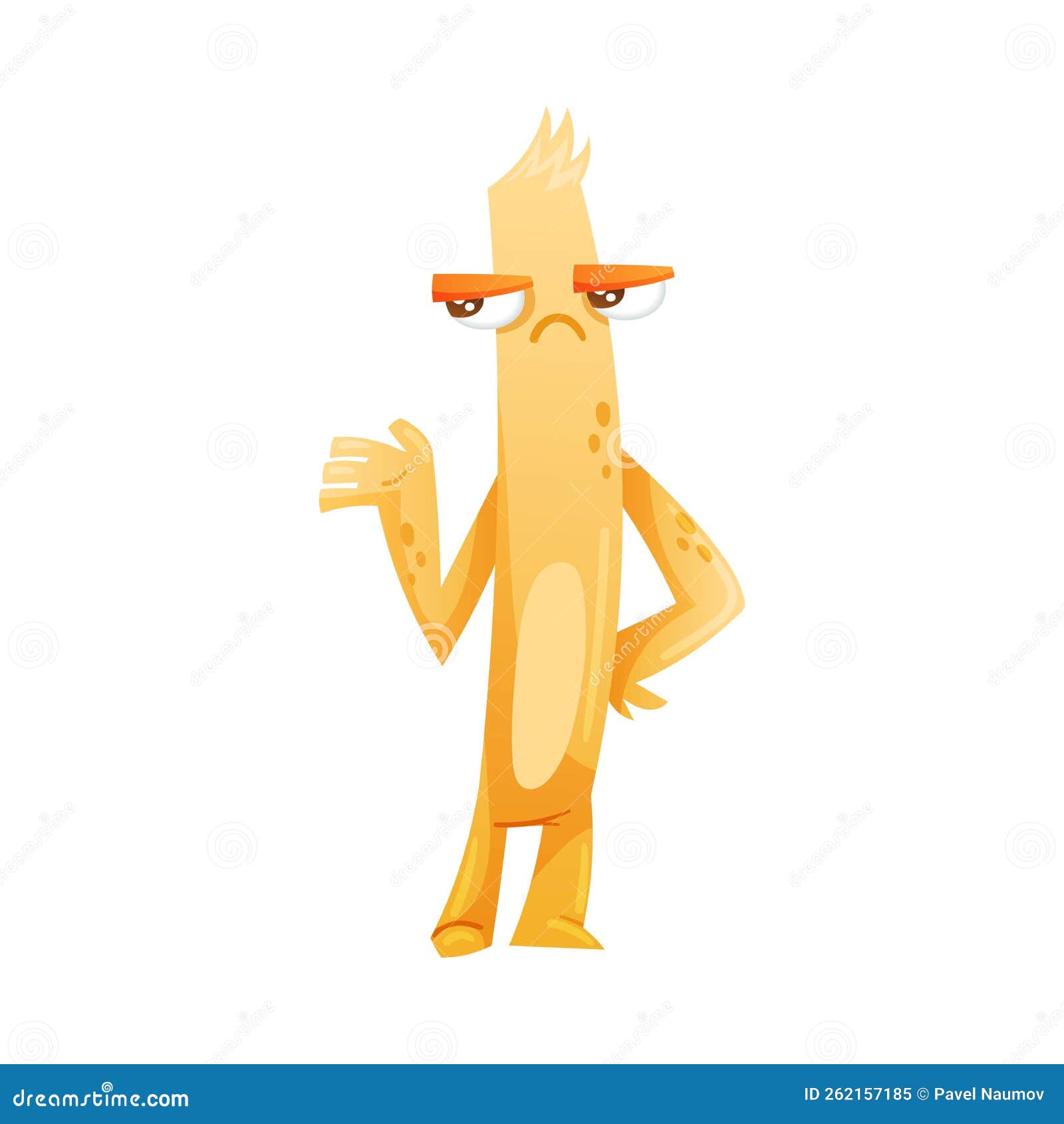 Funny Orange Monster with Grumpy Face Vector Illustration Stock ...