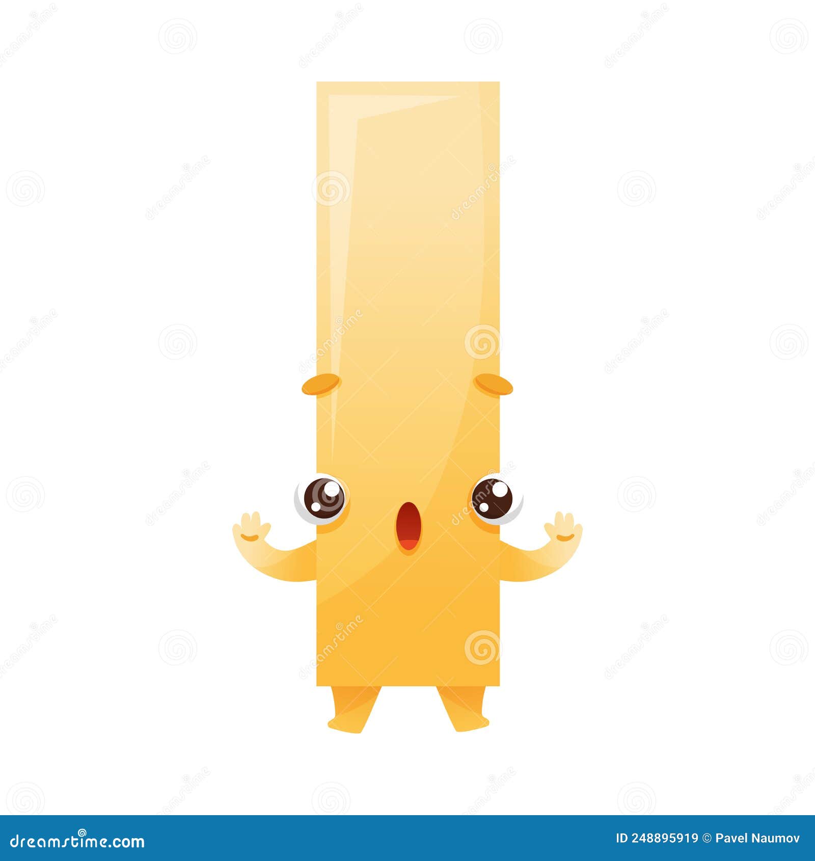 Funny Orange Rectangle As Geometric Shape Character with Surprised Face ...