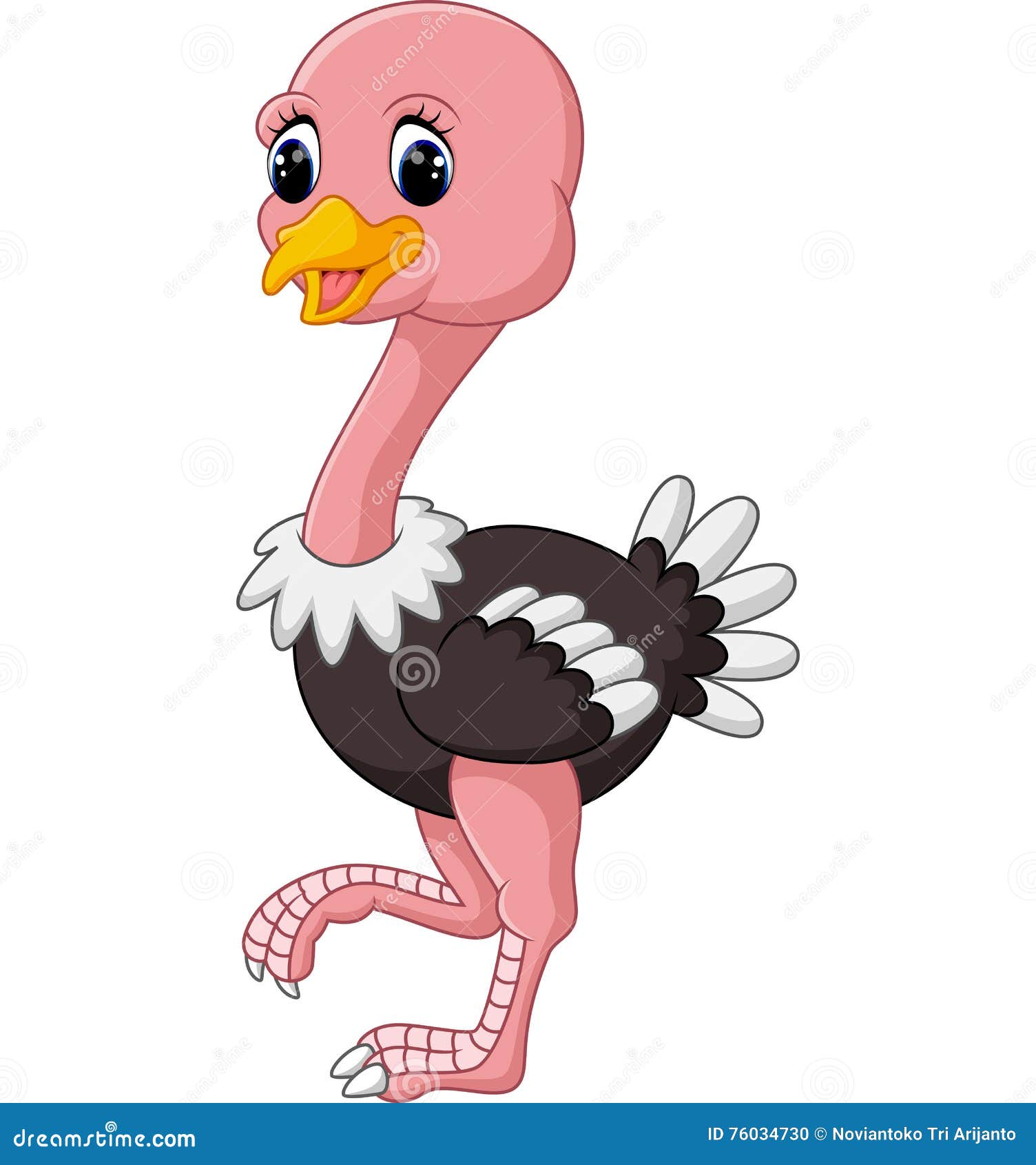 Funny ostrich cartoon stock vector. Illustration of animal - 76034730