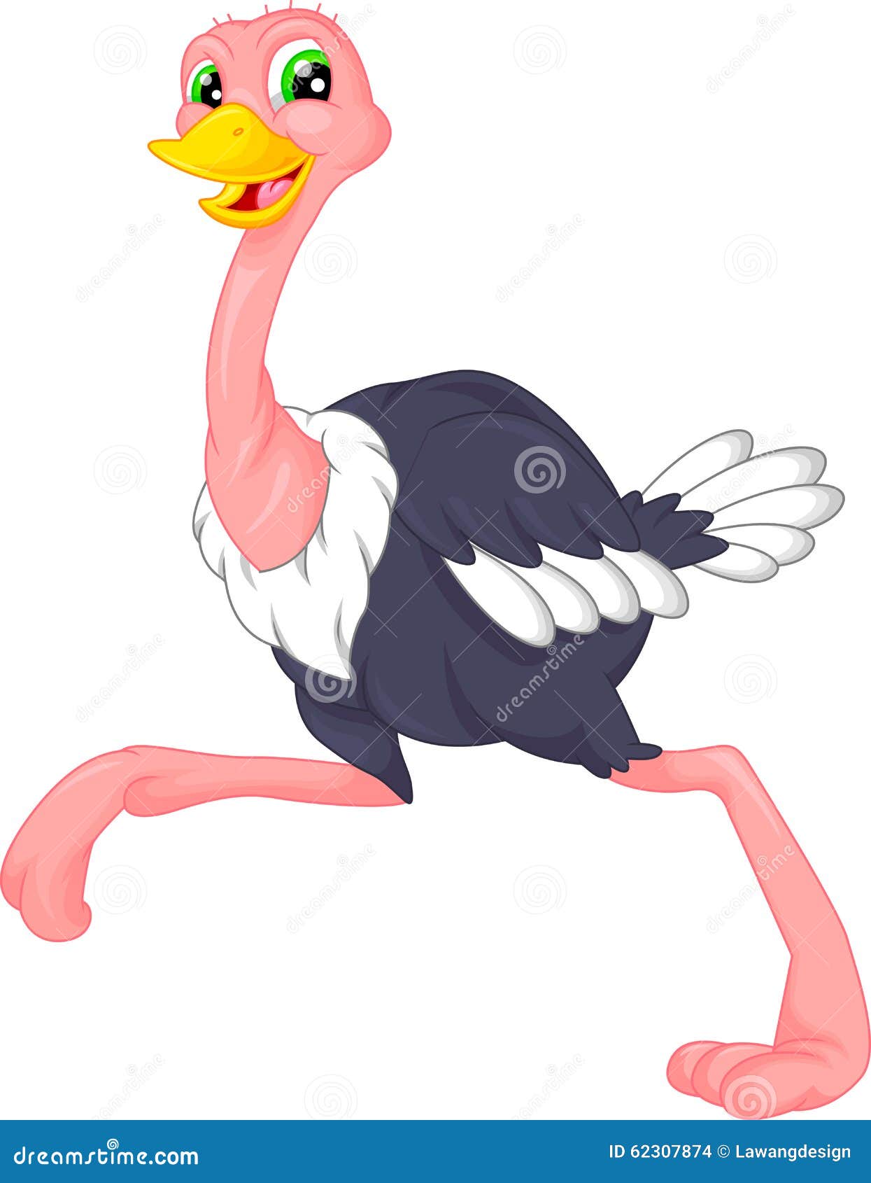Funny ostrich cartoon stock vector. Illustration of feather - 62307874