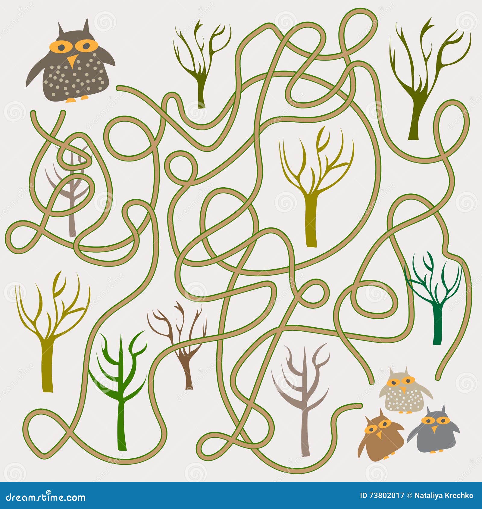 Funny Owls Labyrinth Game for Preschool Children Stock Vector ...