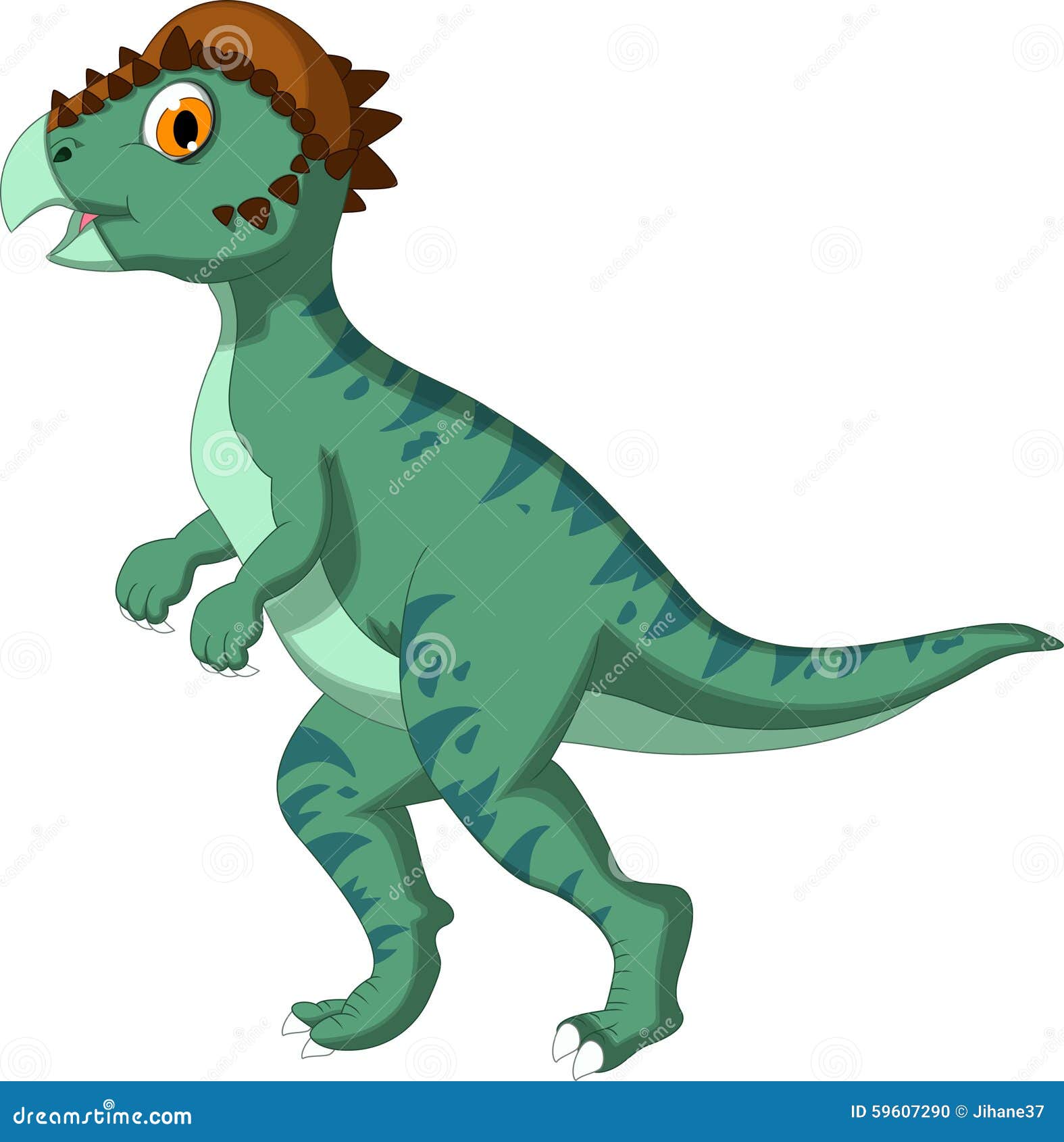 Funny Pachycephalosaurus Cartoon Run Stock Illustration - Illustration ...