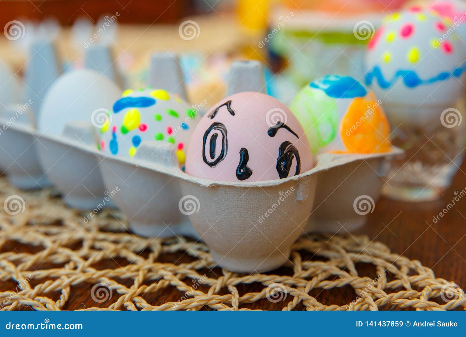 Funny Painted Eggs with Bright Colors. Happy Easter Stock Image - Image ...