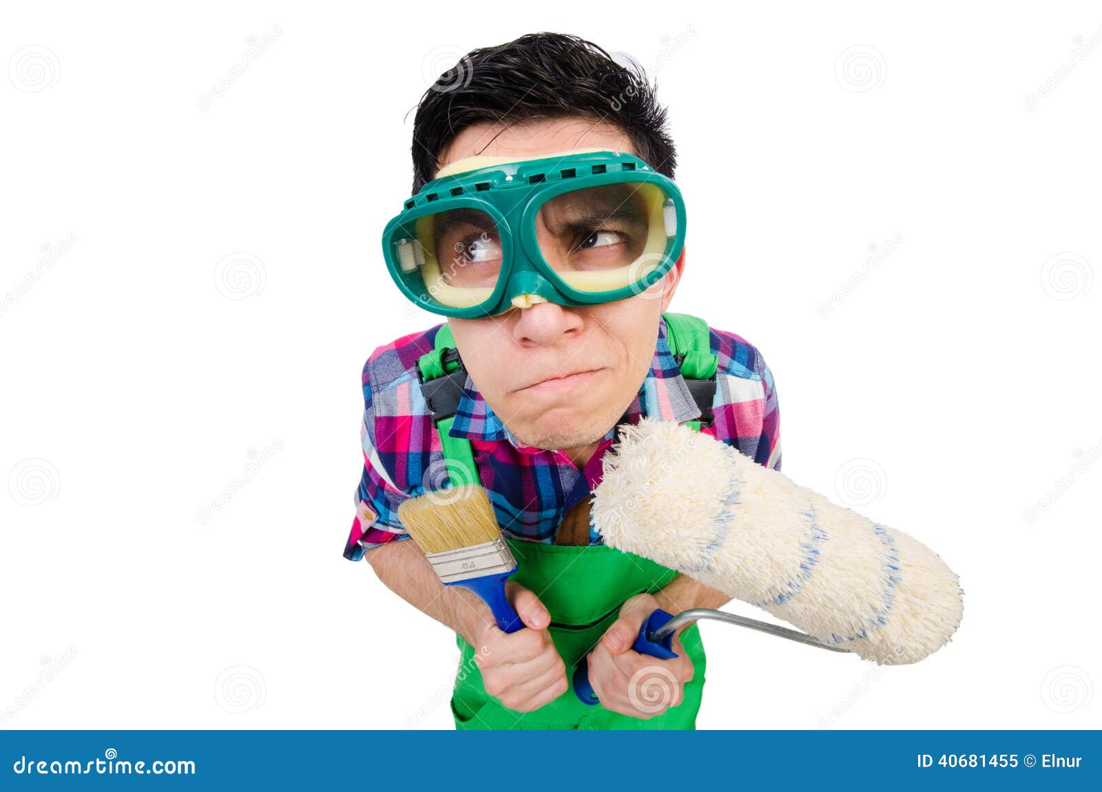 Funny painter stock image. Image of paintbrush, builder - 40681455