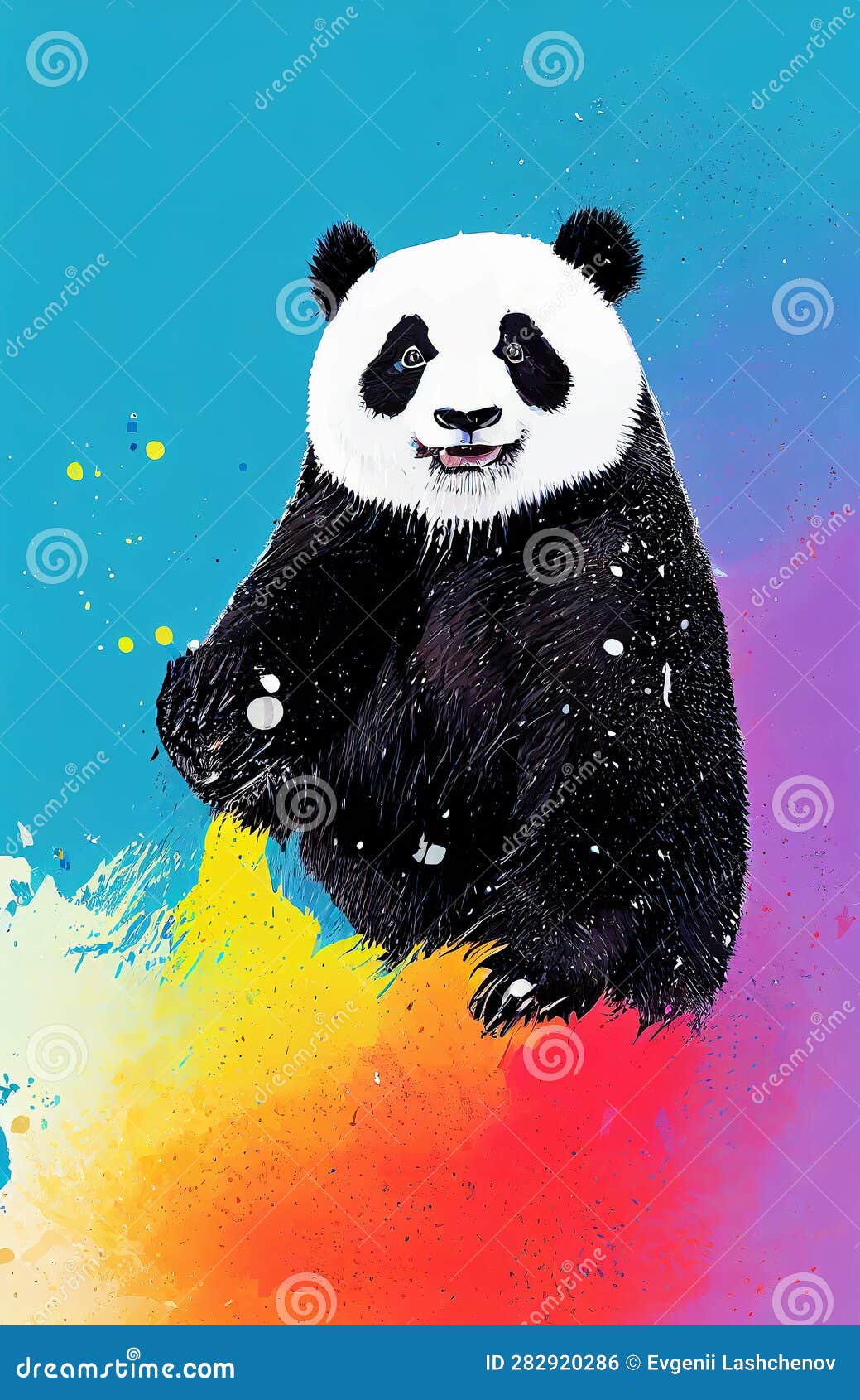Panda. Close-up. Paint Splatter Effect. AI-generated Stock Illustration ...