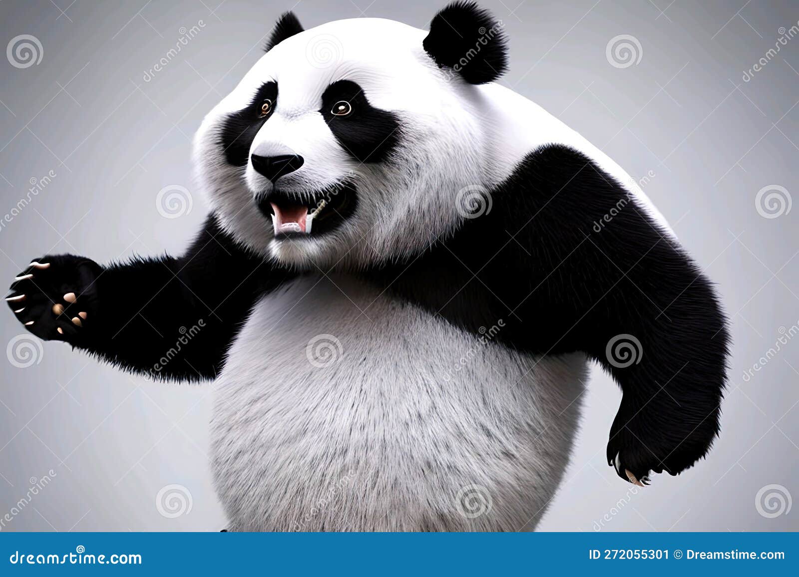 Funny Panda in Dancing Mood Stock Illustration - Illustration of happy ...