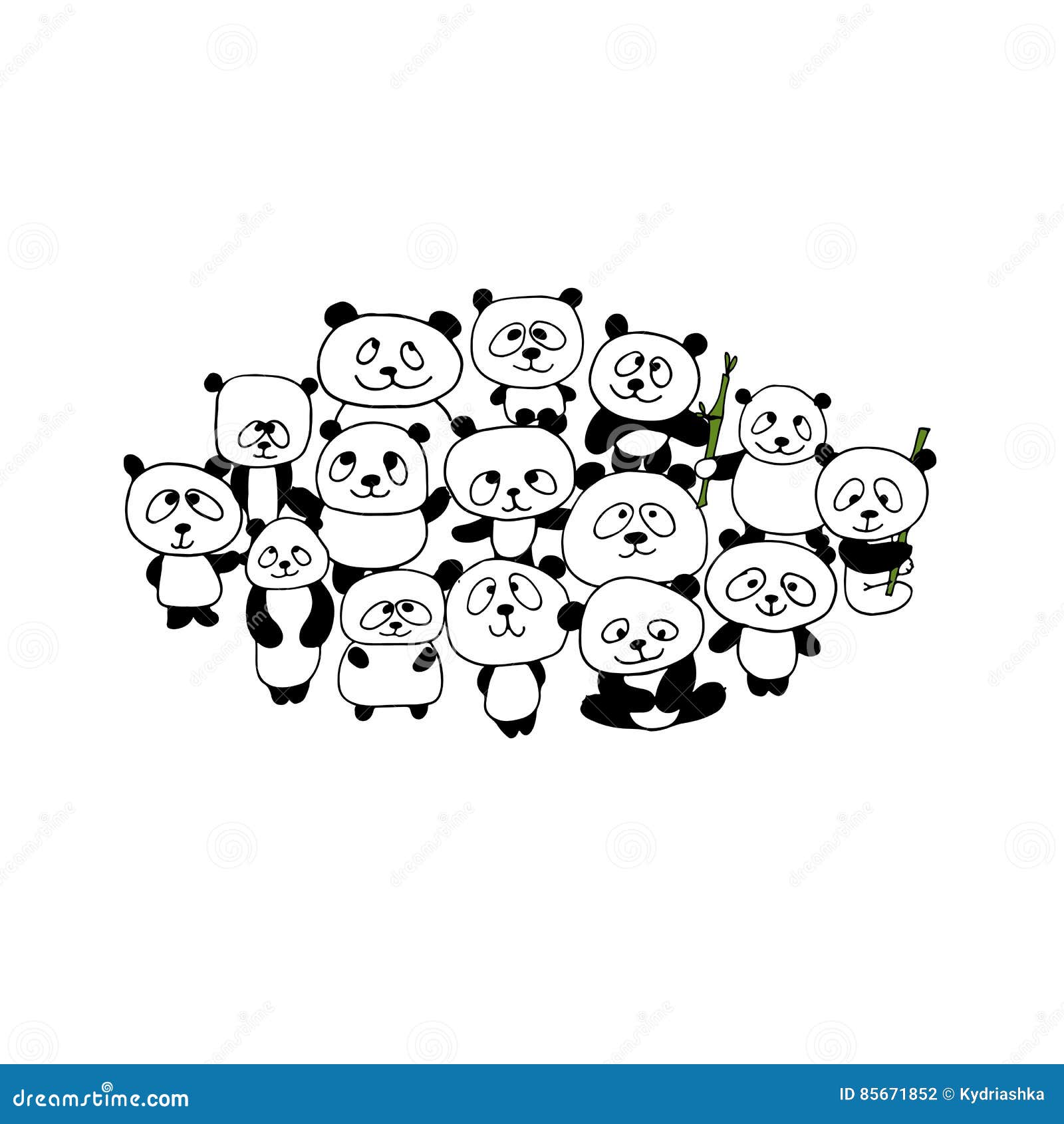 Funny Panda Family, Frame for Your Design Stock Vector - Illustration ...