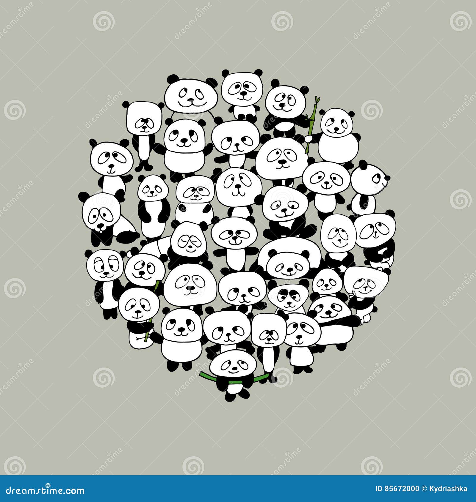 Funny Panda Family, Frame for Your Design Stock Vector - Illustration ...