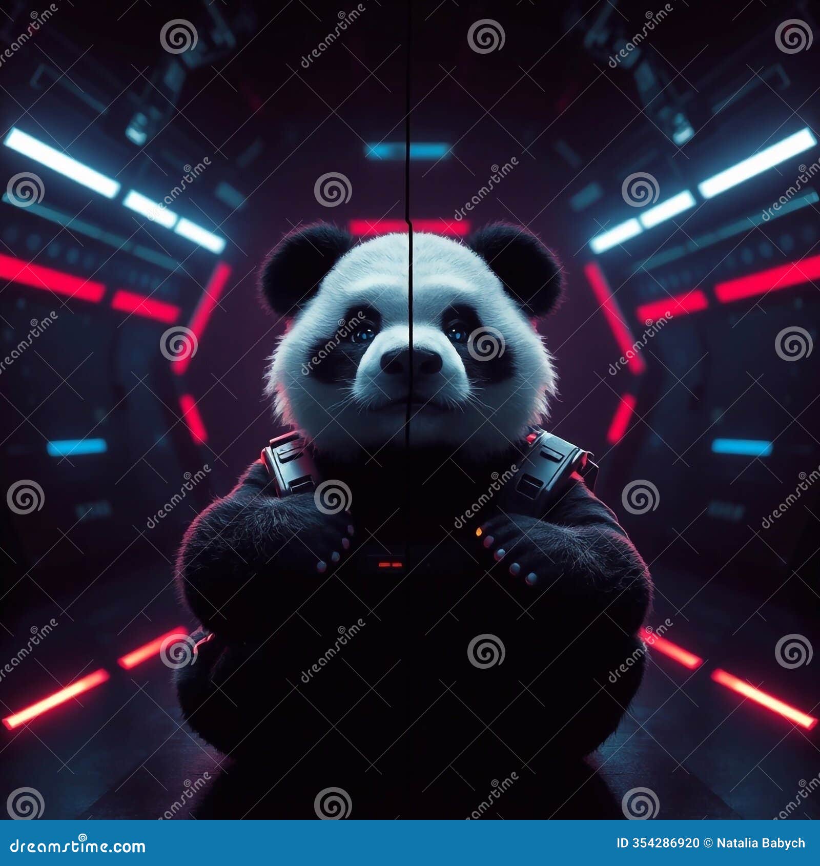 Funny Panda in Futuristic Sci-fi Style Stock Illustration - Illustration of animal, baby: 354286920
