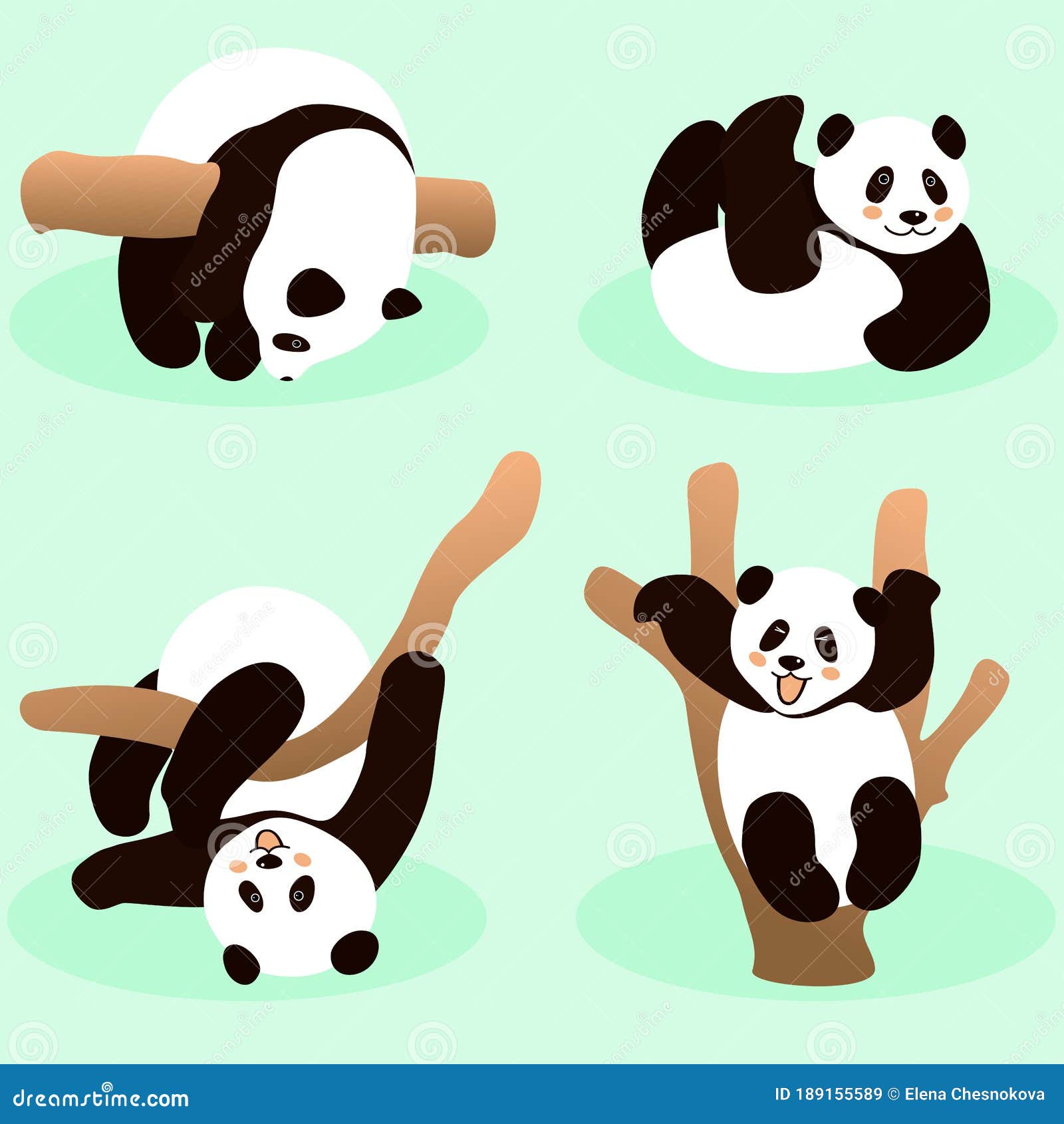 Funny panda kawaii style stock vector. Illustration of bamboo - 189155589