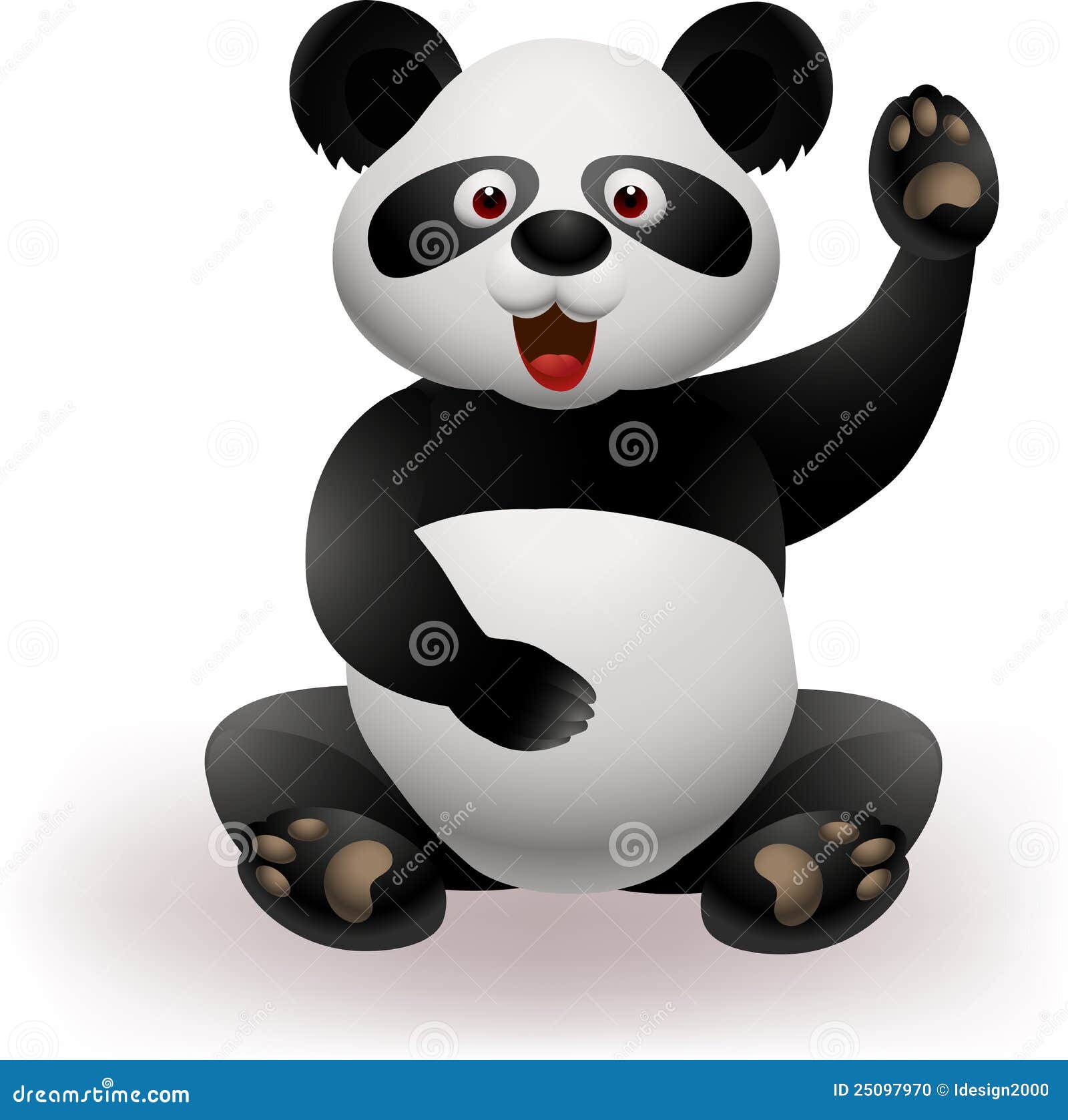 Funny panda waving hand stock vector. Illustration of black - 25097970