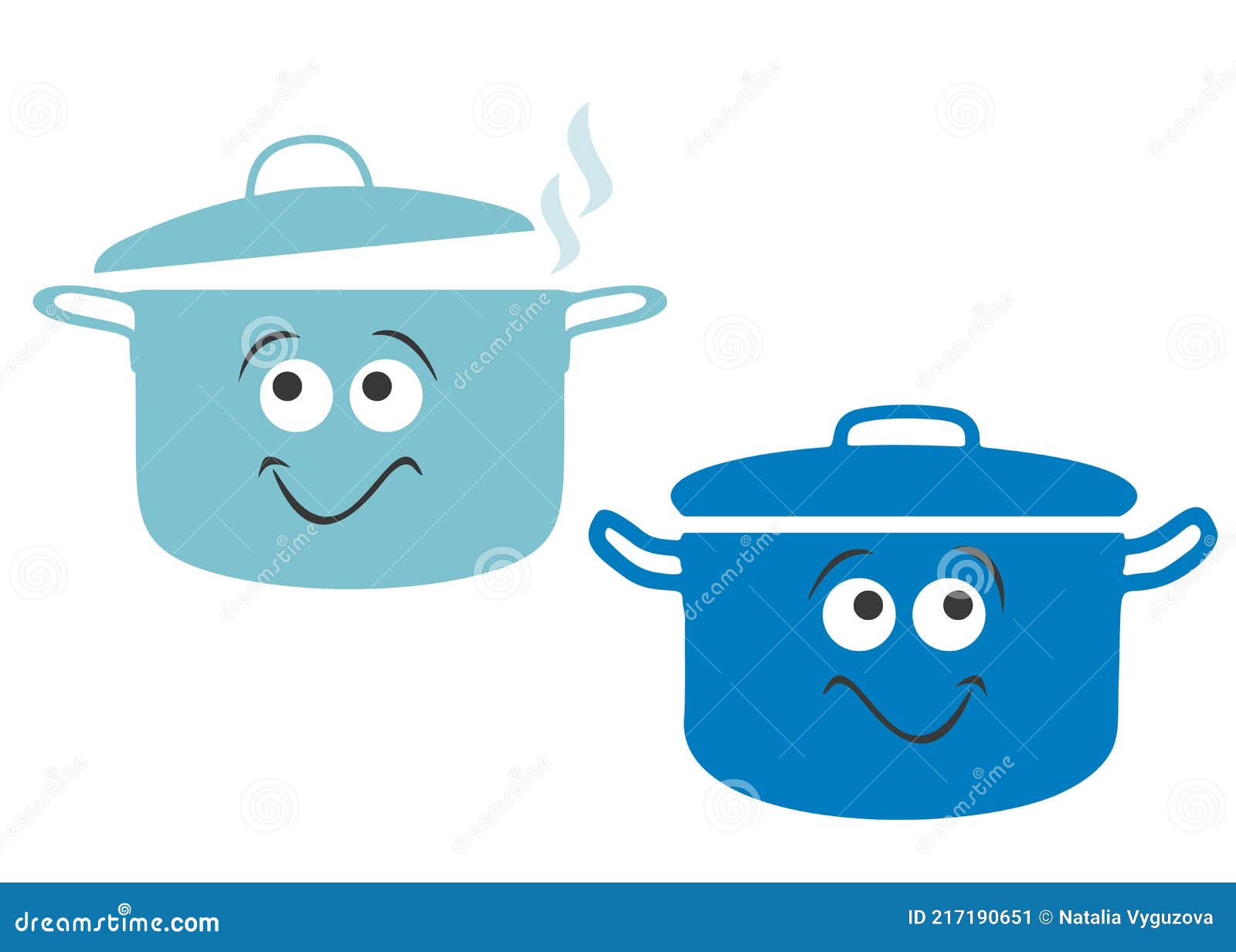 Funny Pans with Eyes in the Set. Stock Vector - Illustration of funny ...