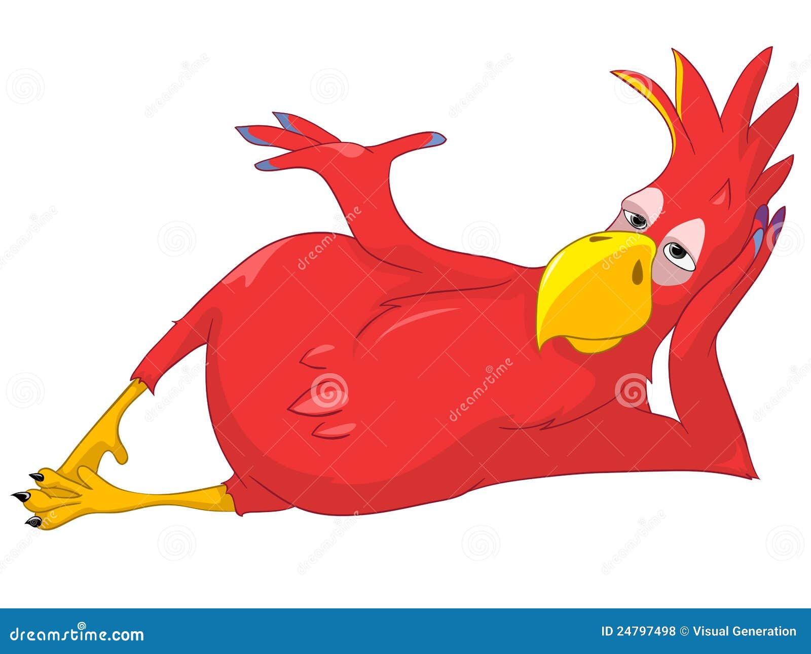 Funny Parrot. Relaxation. stock vector. Illustration of white - 24797498