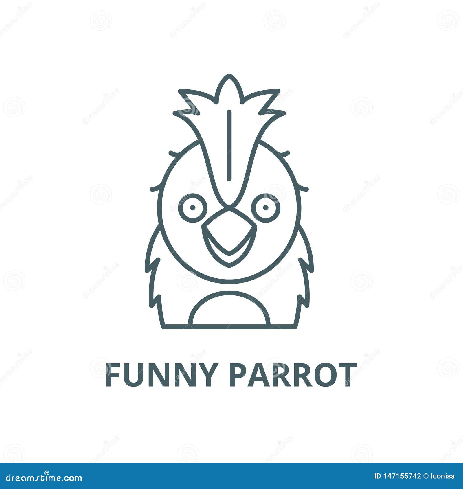 Funny Parrot Vector Line Icon, Linear Concept, Outline Sign, Symbol ...
