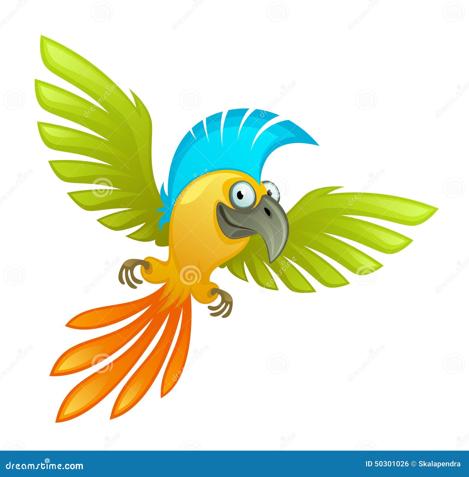 Funny Parrot Cartoon Character Isolated On White Background ...