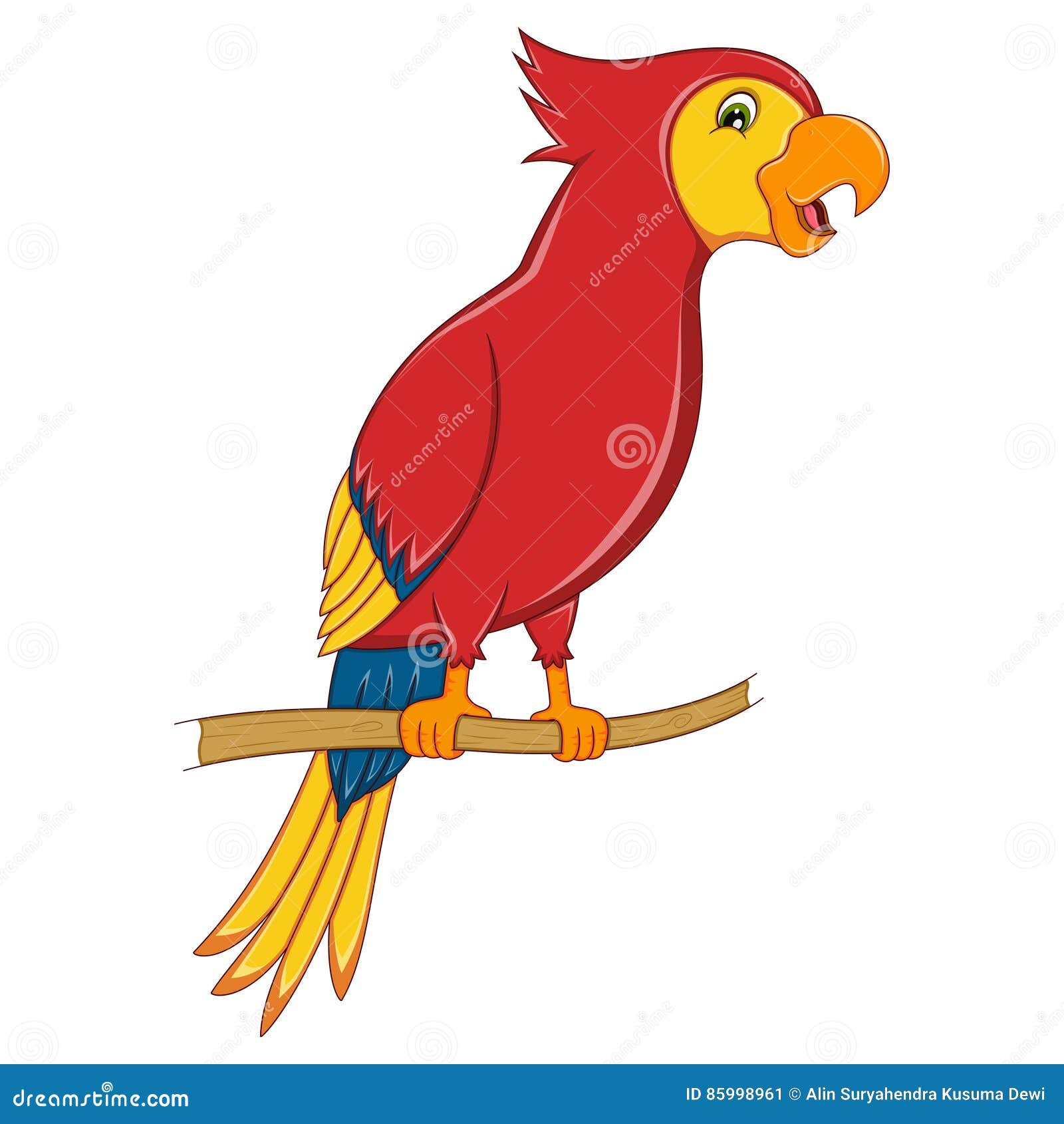 Parrots Cartoon Vector Illustration. Parrot Set Exotic Birds Royalty ...