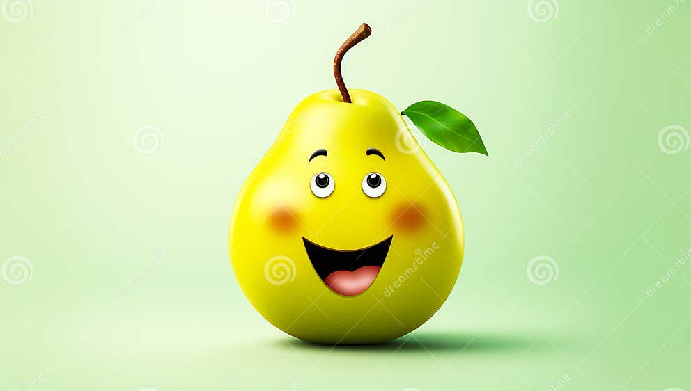 Funny Pear with Smiling Face. AI Generated Stock Illustration ...
