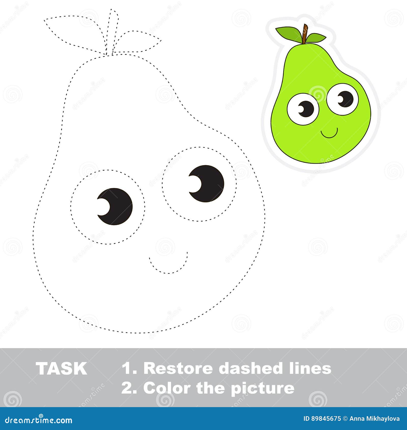 Funny Pear To Be Traced. Vector Trace Game. Stock Vector - Illustration ...
