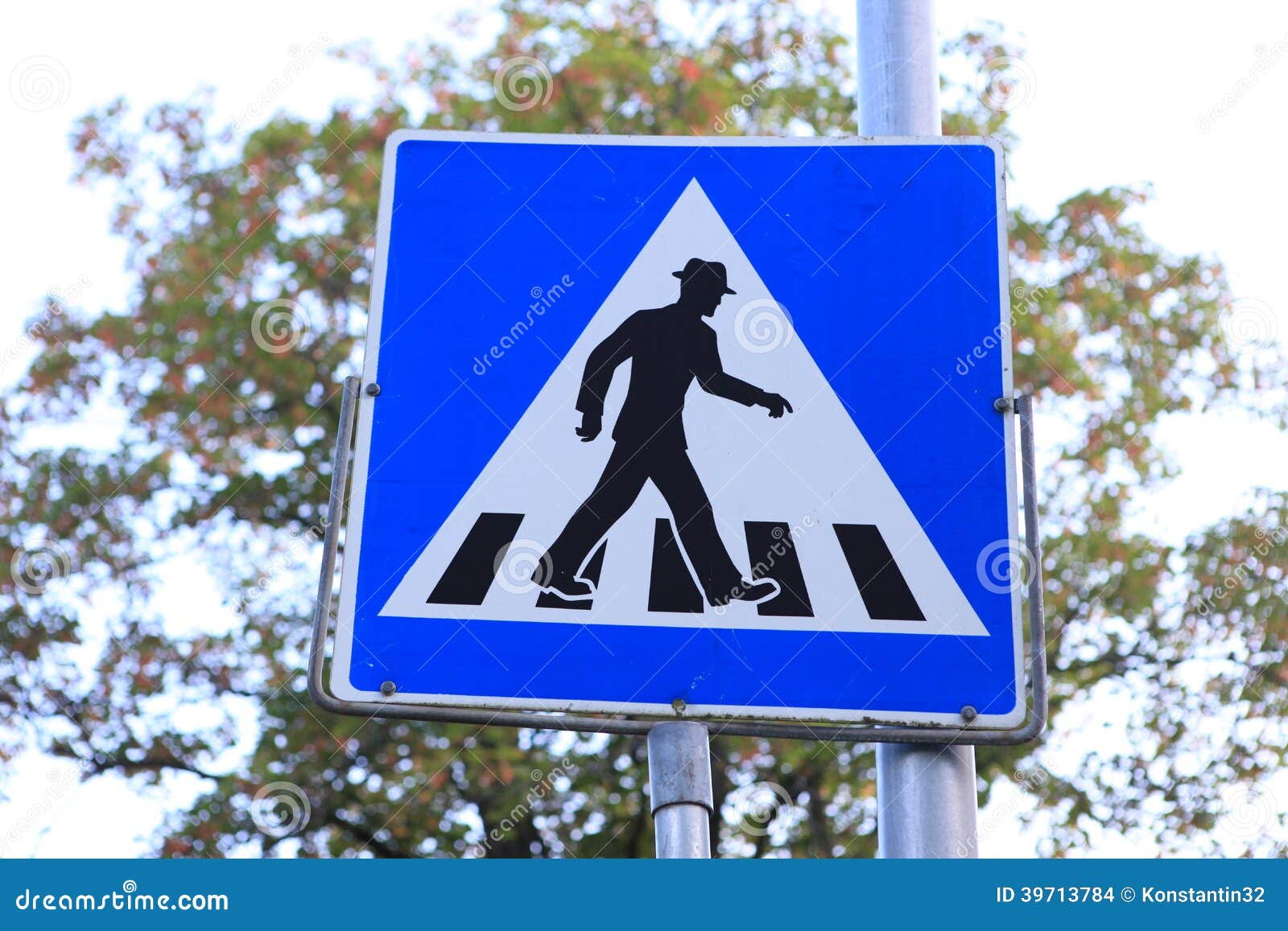 Funny Pedestrian Crossing Sign in Hat Stock Photo - Image of abstract ...