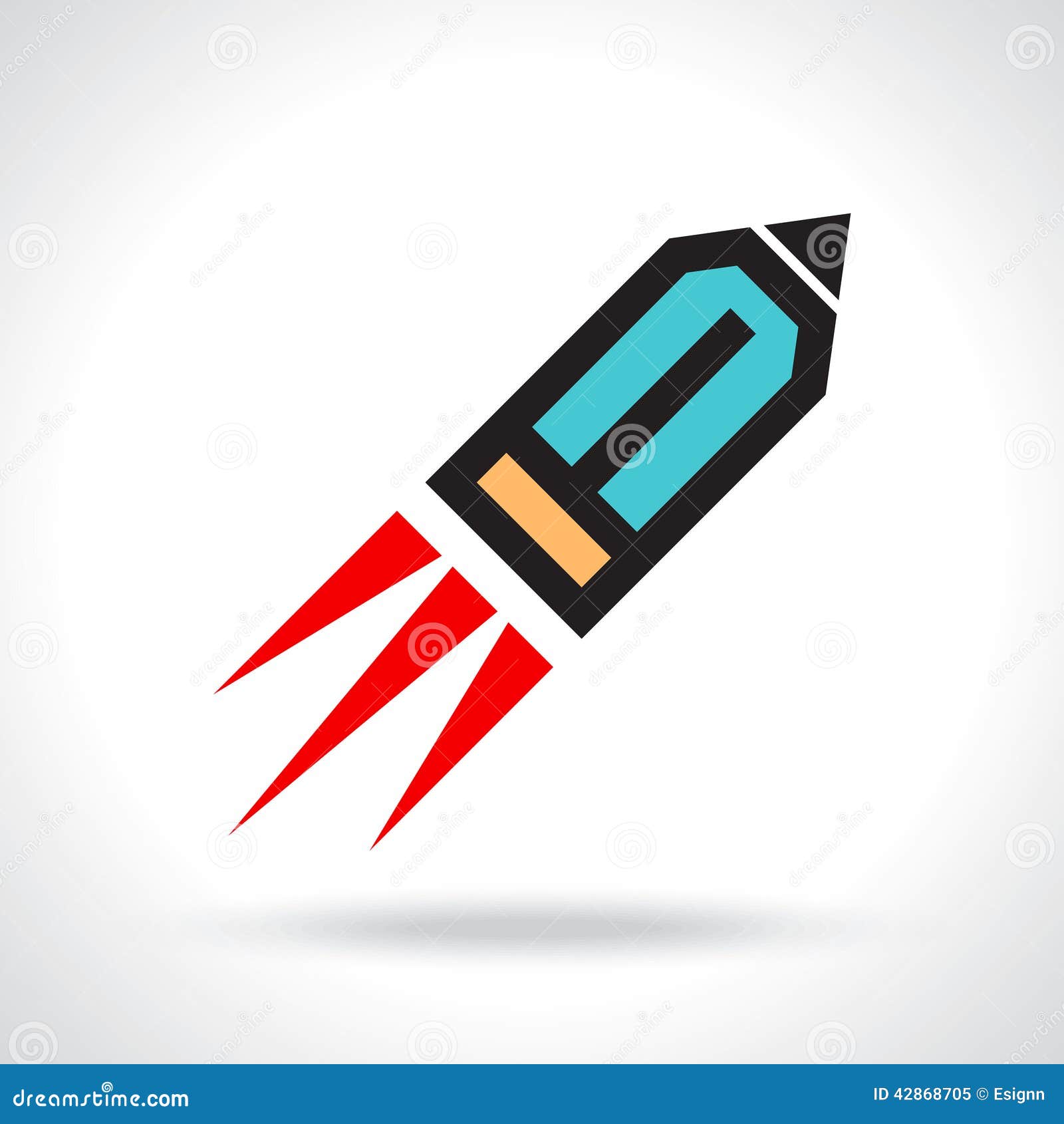 Funny Pencil Icon Like Rocket Stock Vector - Illustration of cheerful ...