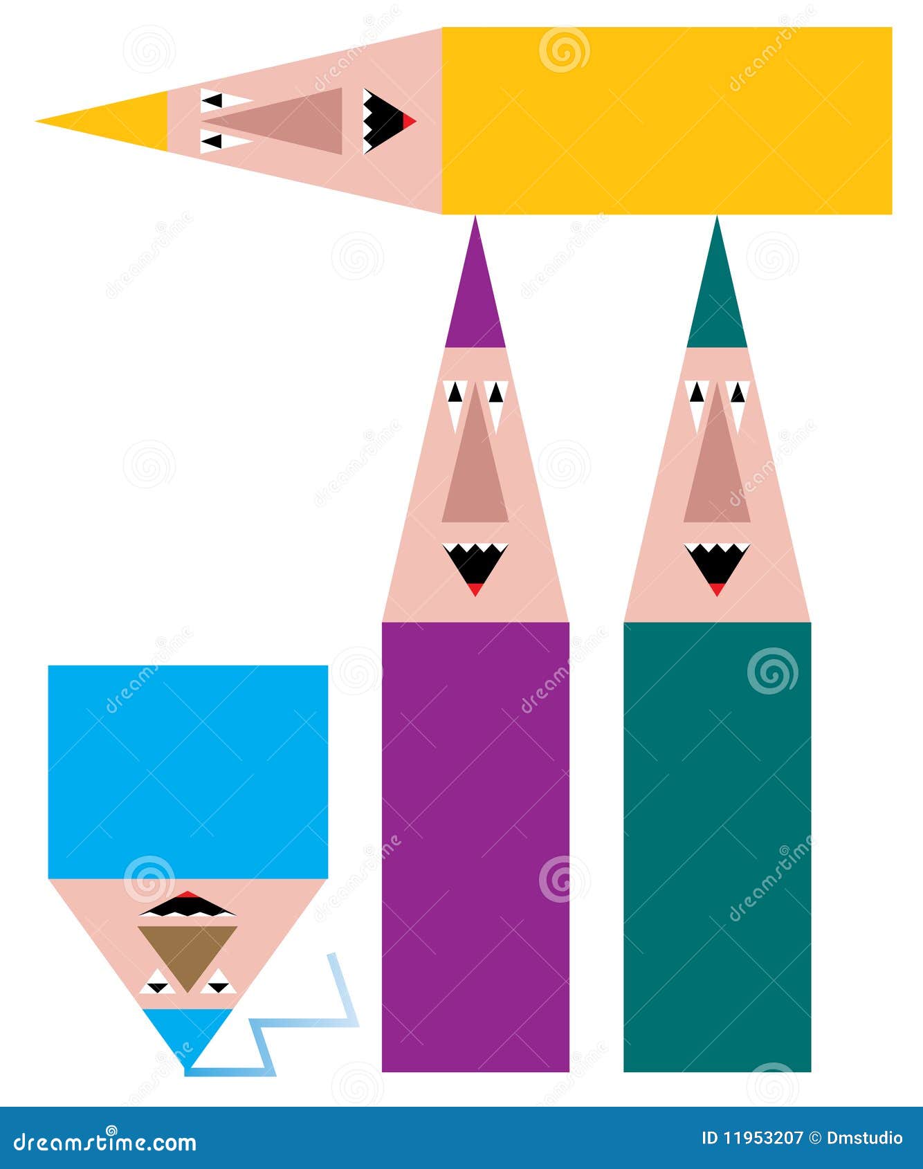 Funny pencils stock vector. Illustration of draw, comic - 11953207