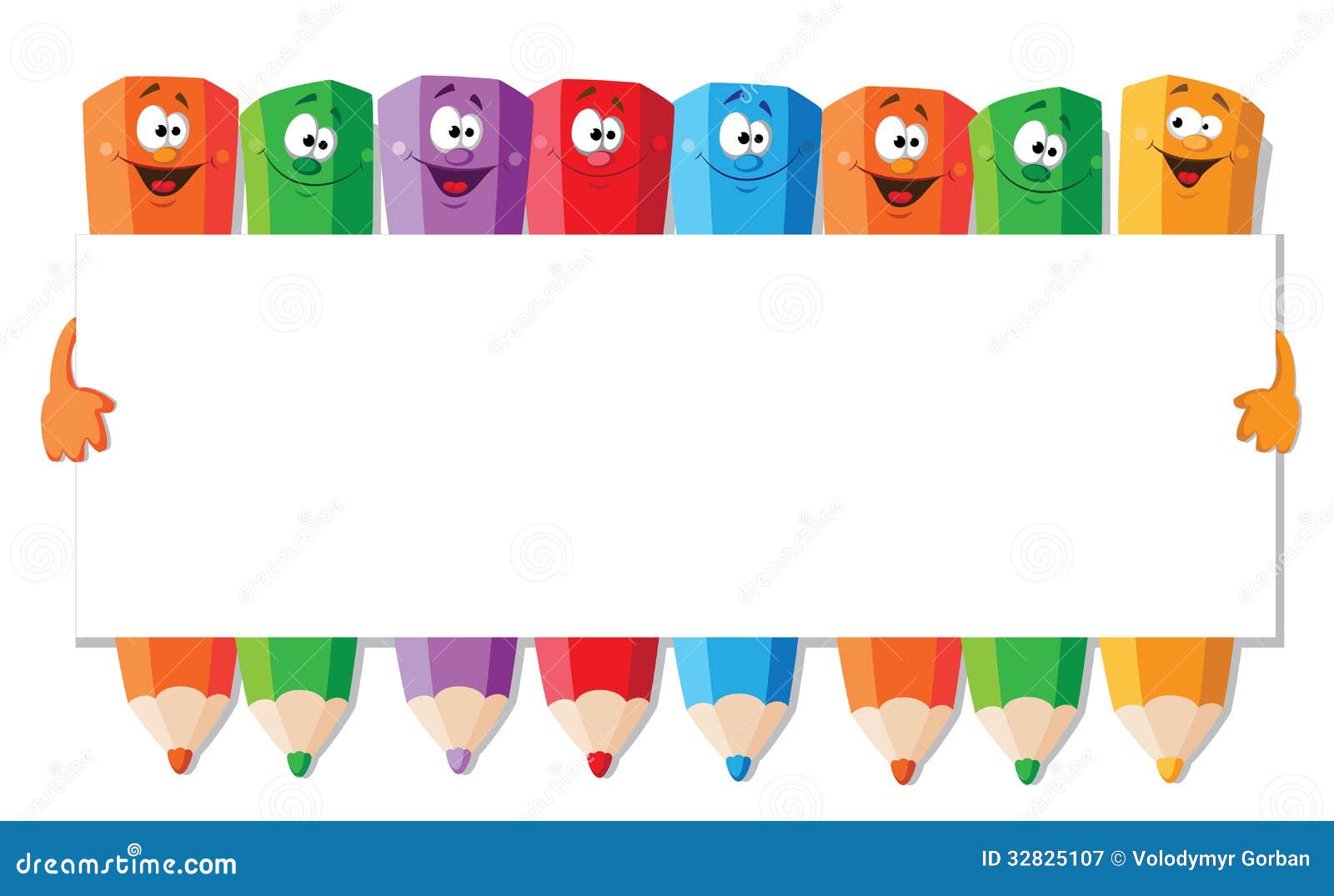 Funny pencils with paper stock vector. Illustration of pencils - 32825107