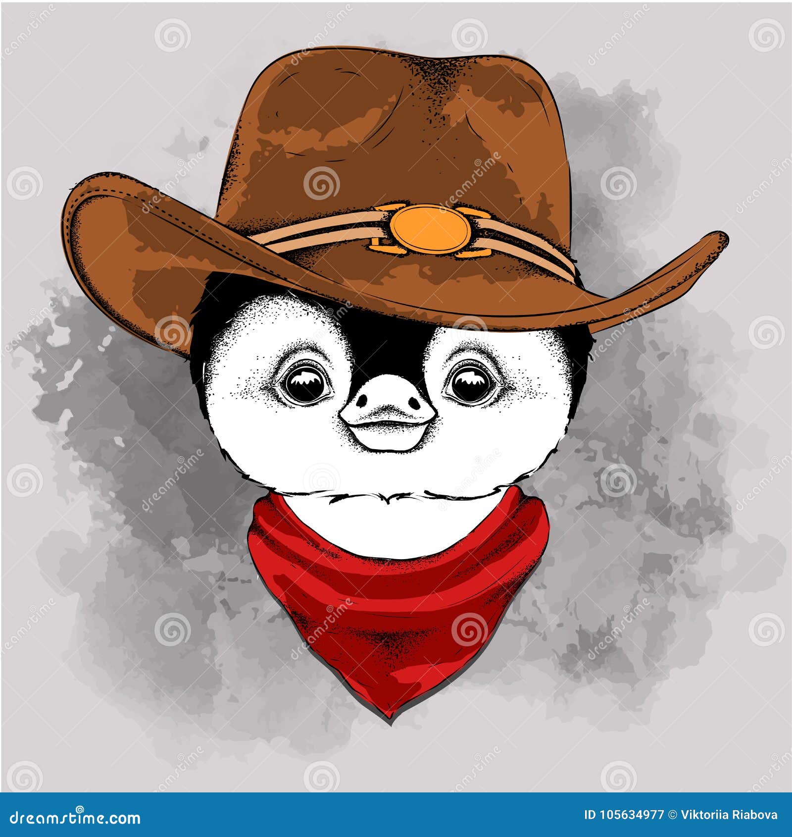 A Penguin in a Cowboy Hat. Vector Illustration Stock Vector ...