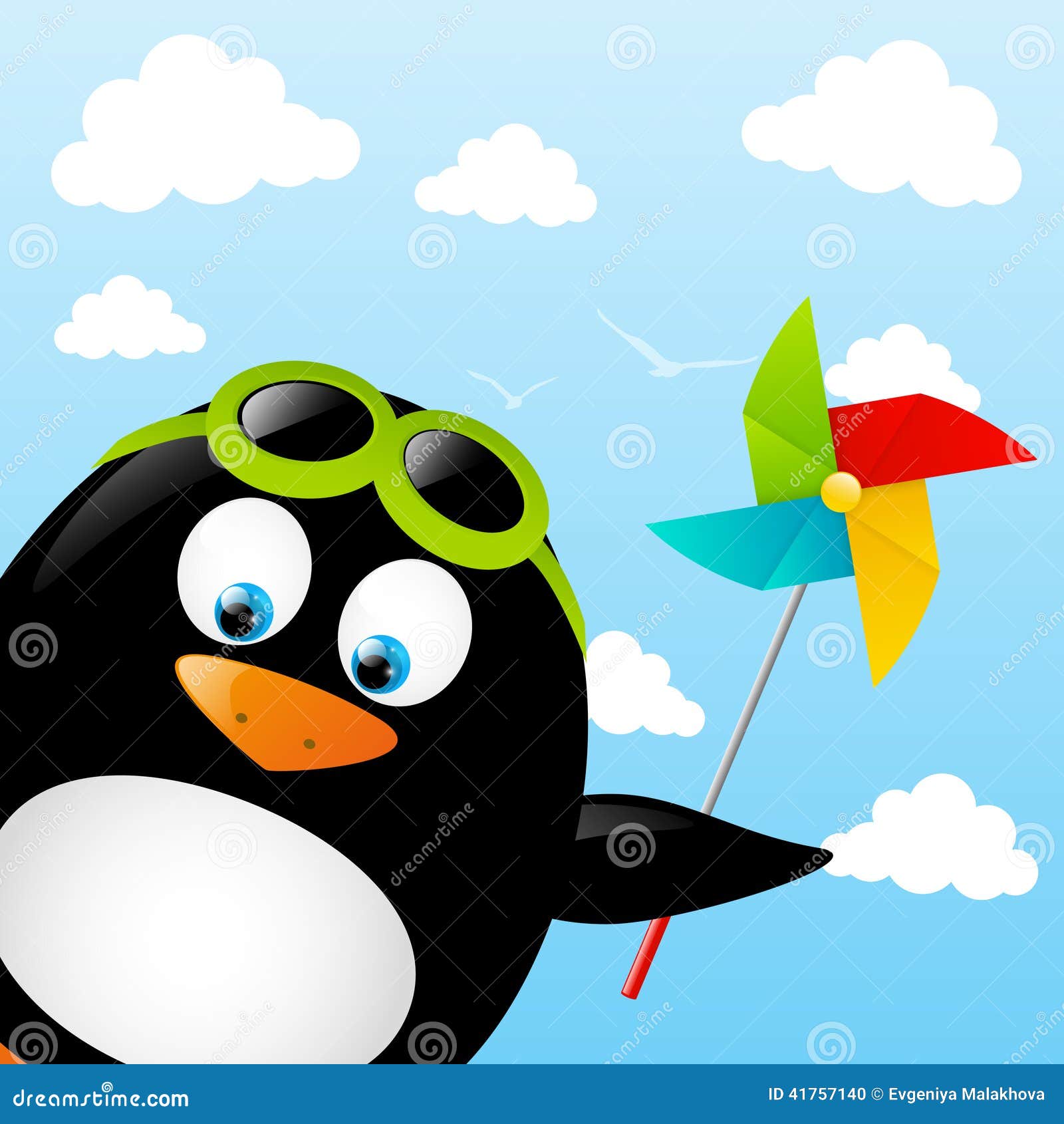 Funny Penguin Sliding Down The Ice Hill Vector Illustration ...